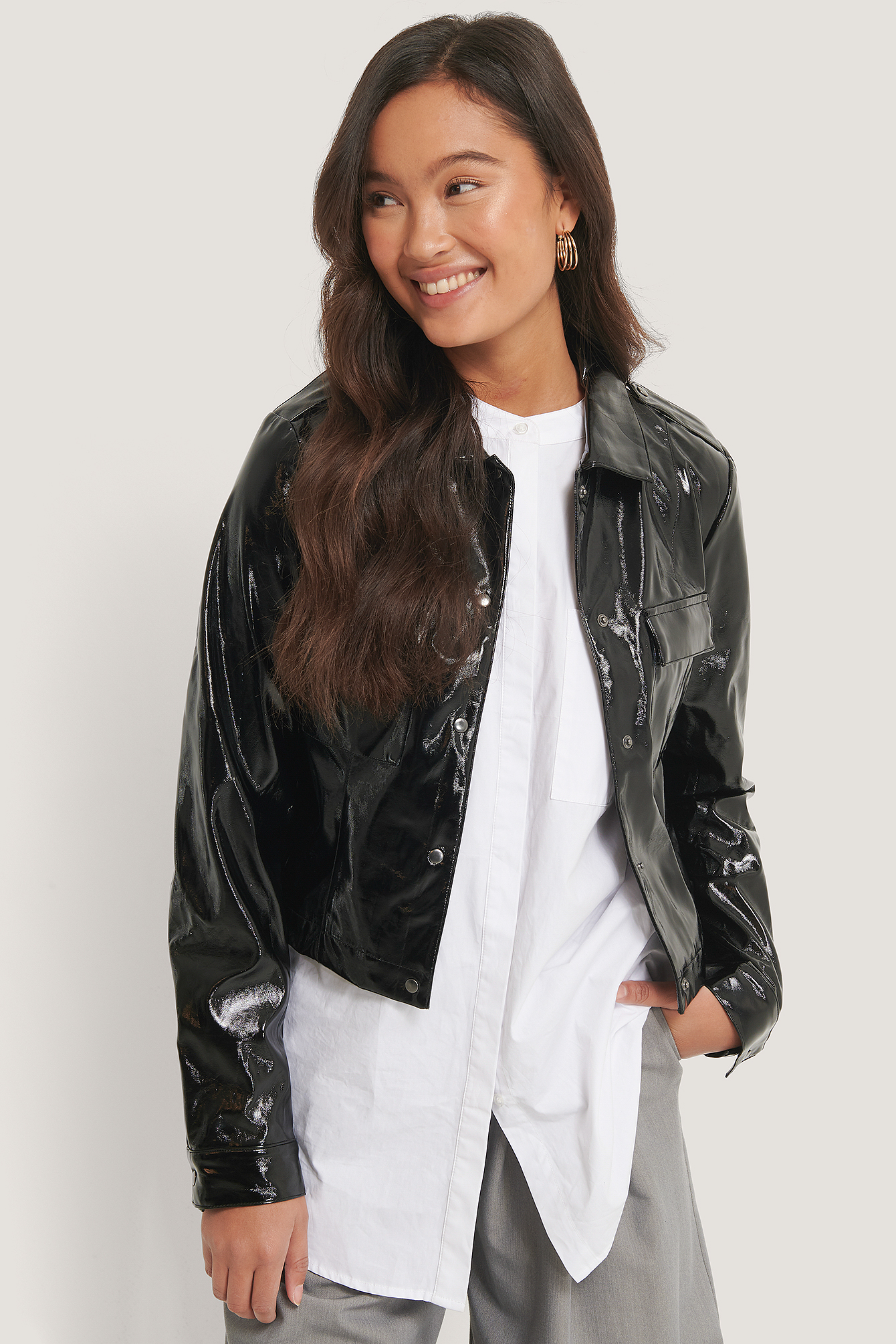 Shiny Jacket Black | NA-KD