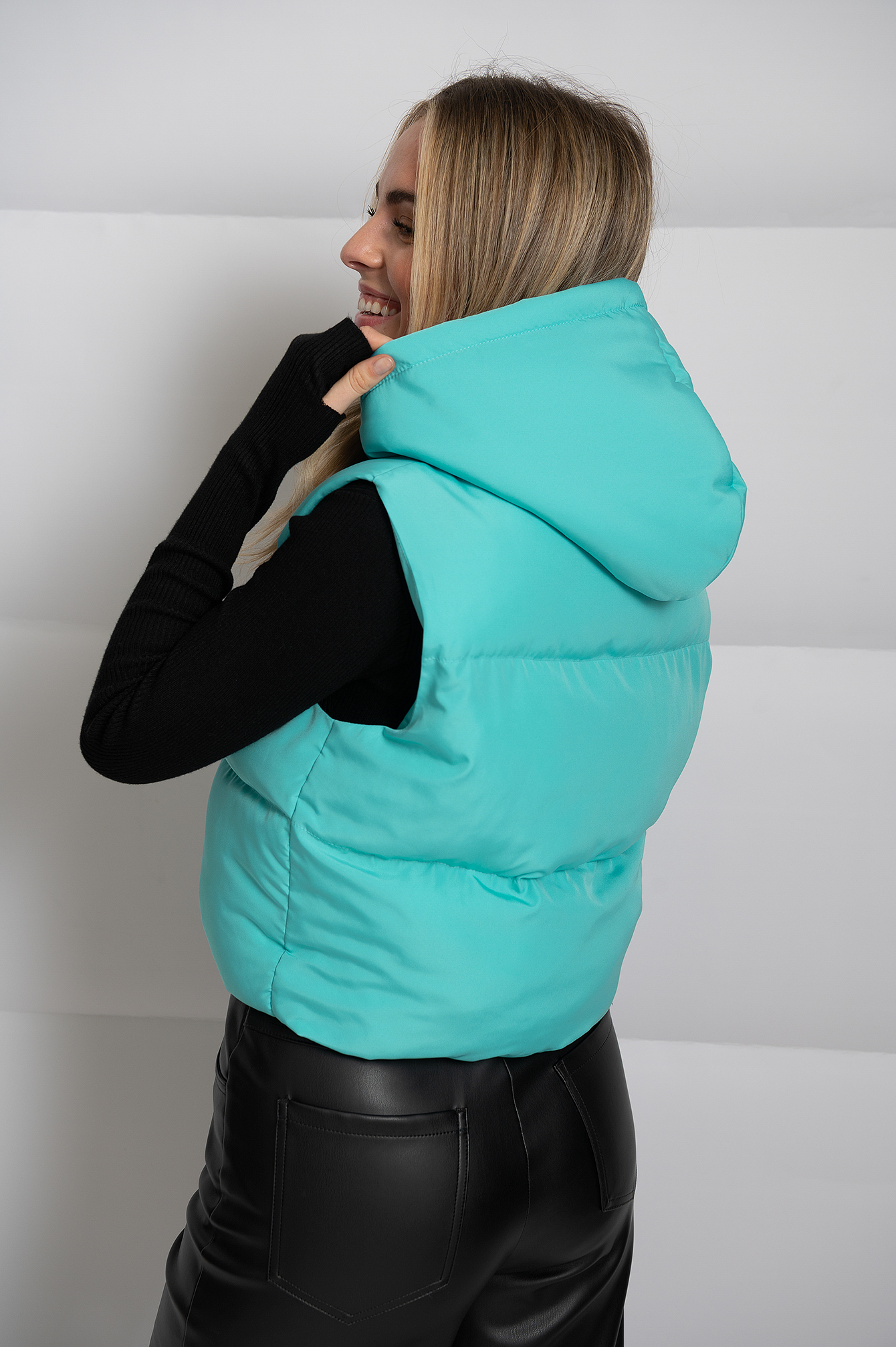 Short Padded Vest Blue | na-kd.com