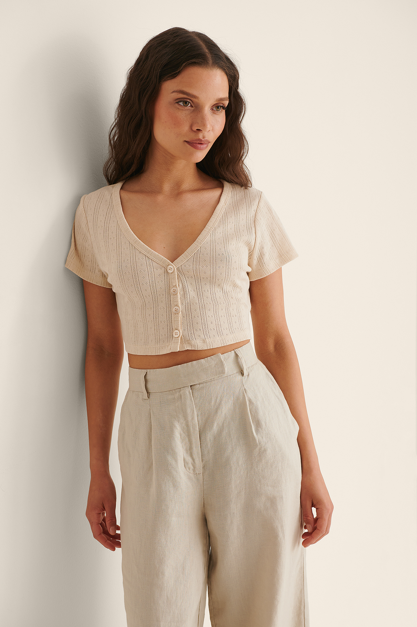 Fine Knitted Top Beige | na-kd.com