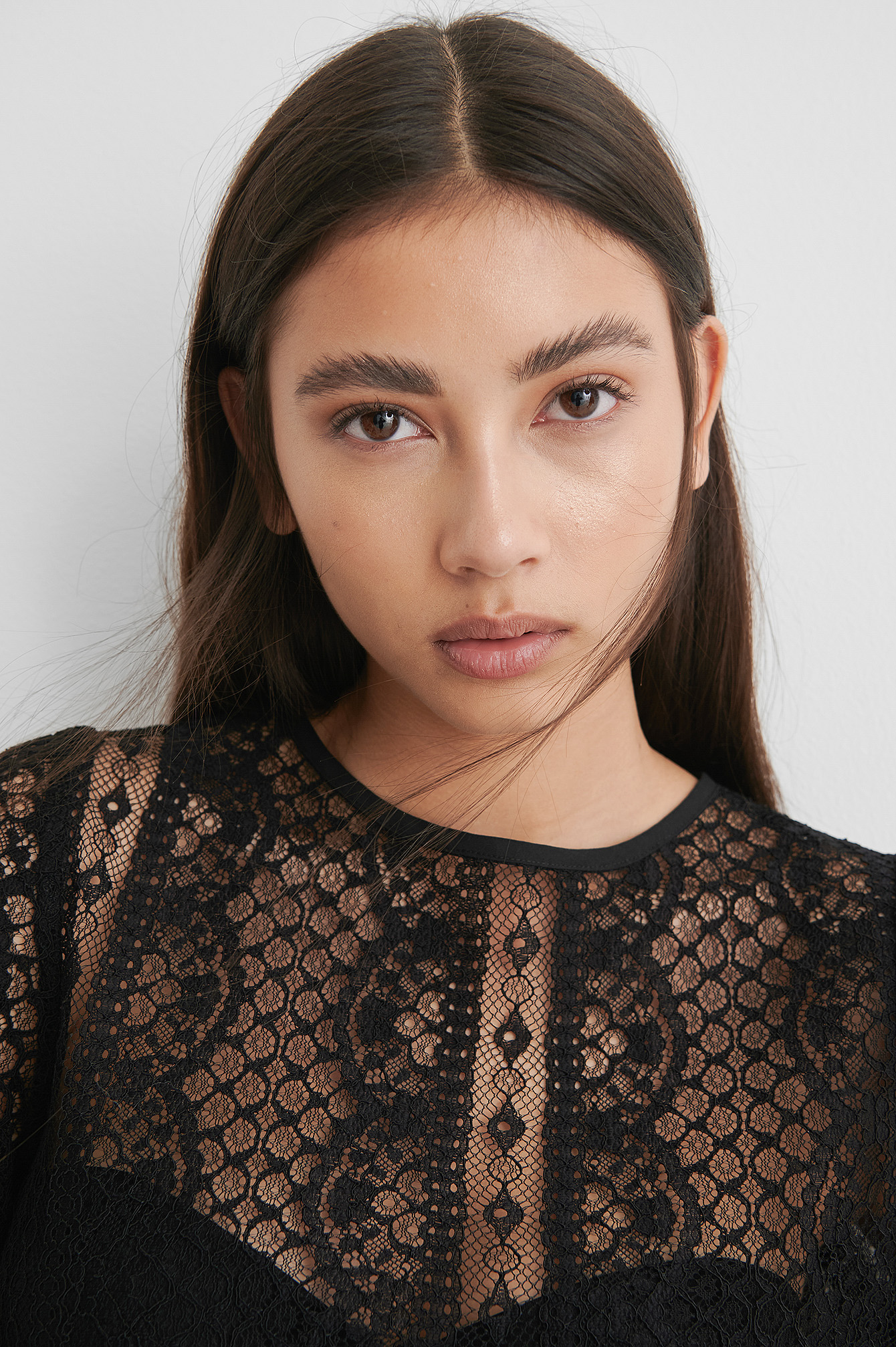 Short Sleeve Lace Top Black Na