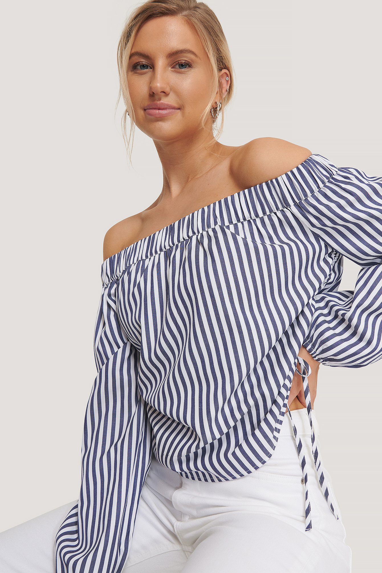Side Drawstring Blouse Blue | NA-KD