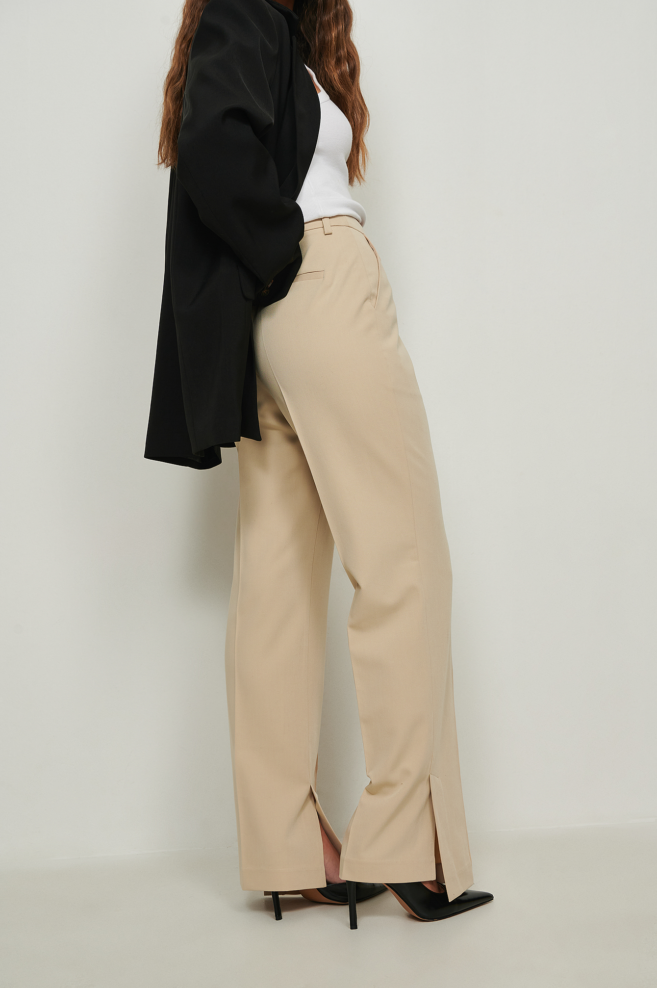 Side Slit Tailored Pants Beige | na-kd.com