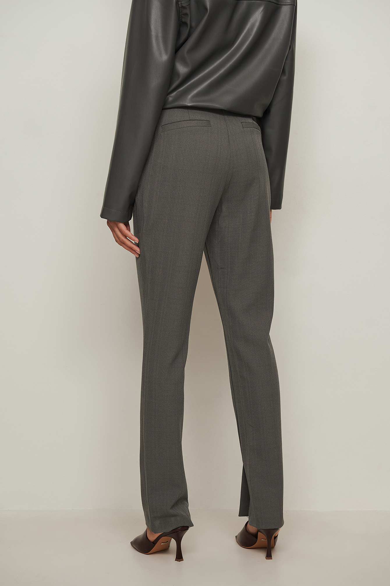 Recycled Side Slit Tailored Suit Pants Grey | na-kd.com