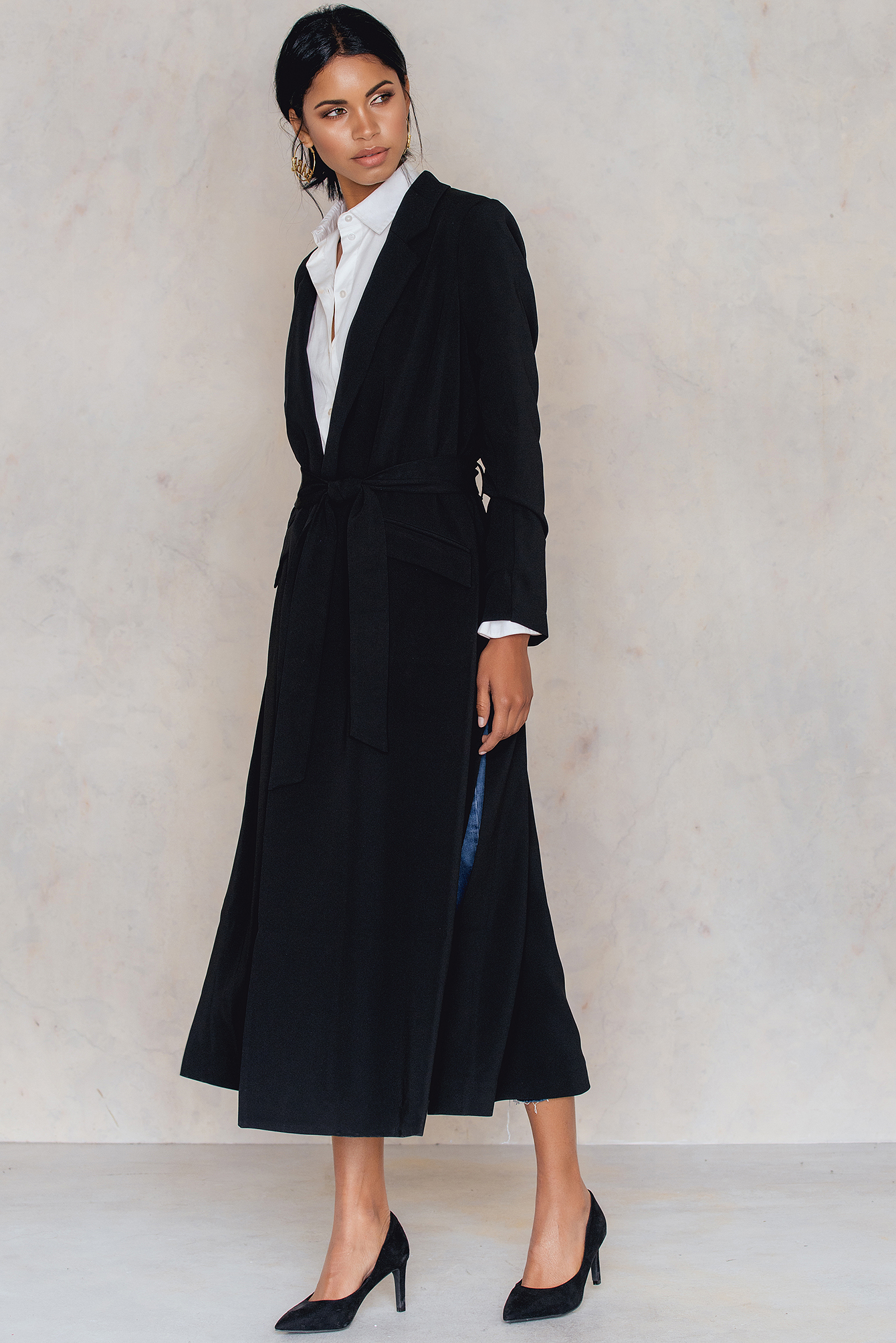 Side Slit Trenchcoat Noir | NA-KD