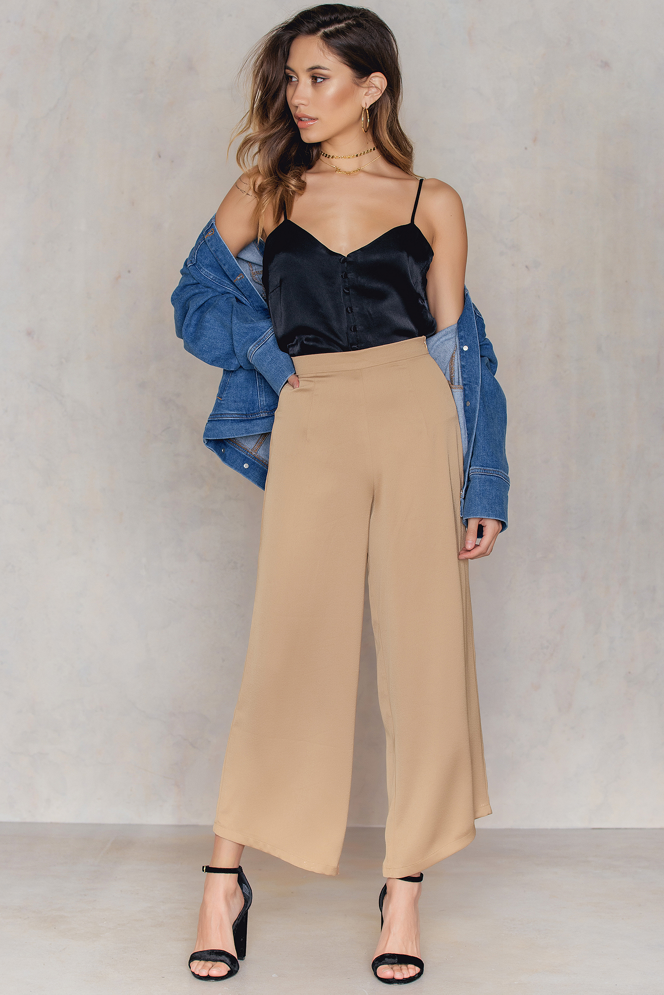 Slanting Hem Pants Beige | NA-KD