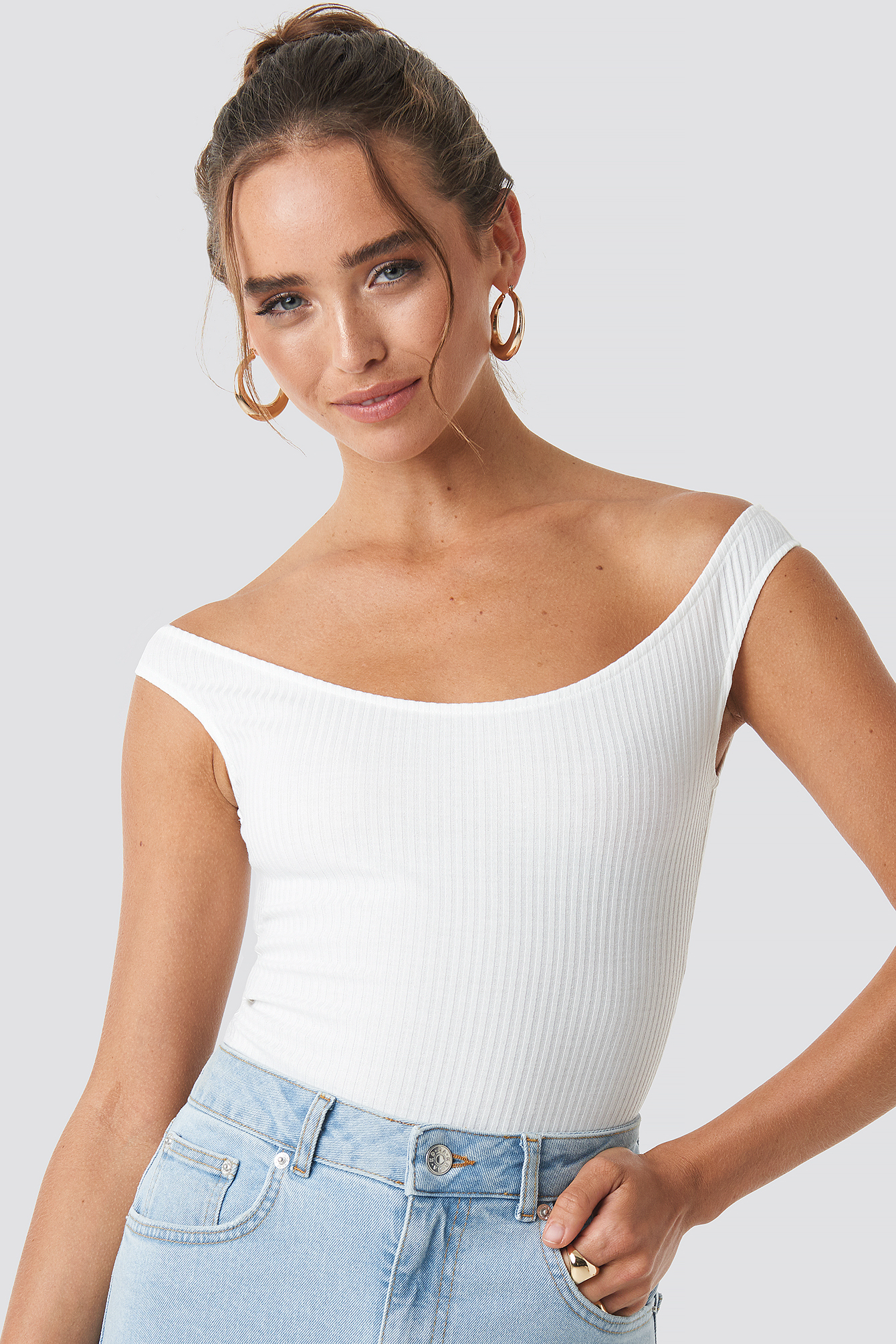Slip Shoulder Ribbed Body Blanc | NA-KD