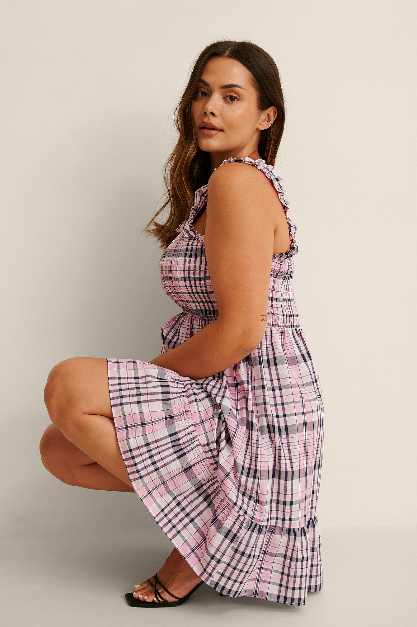 Smocked Frill Mini Dress White | na-kd.com