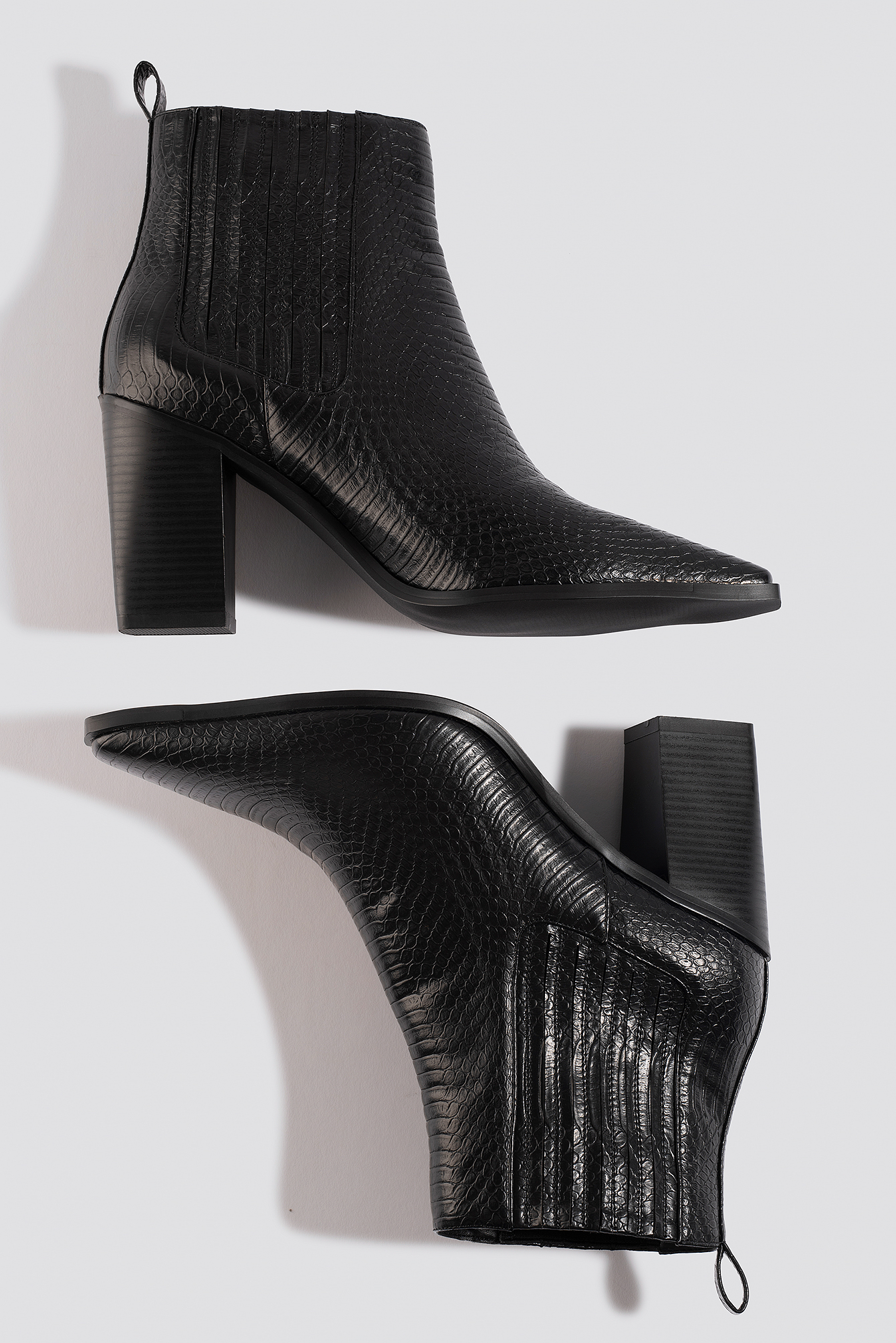 Snake Pointy Western Boots Black | na-kd.com