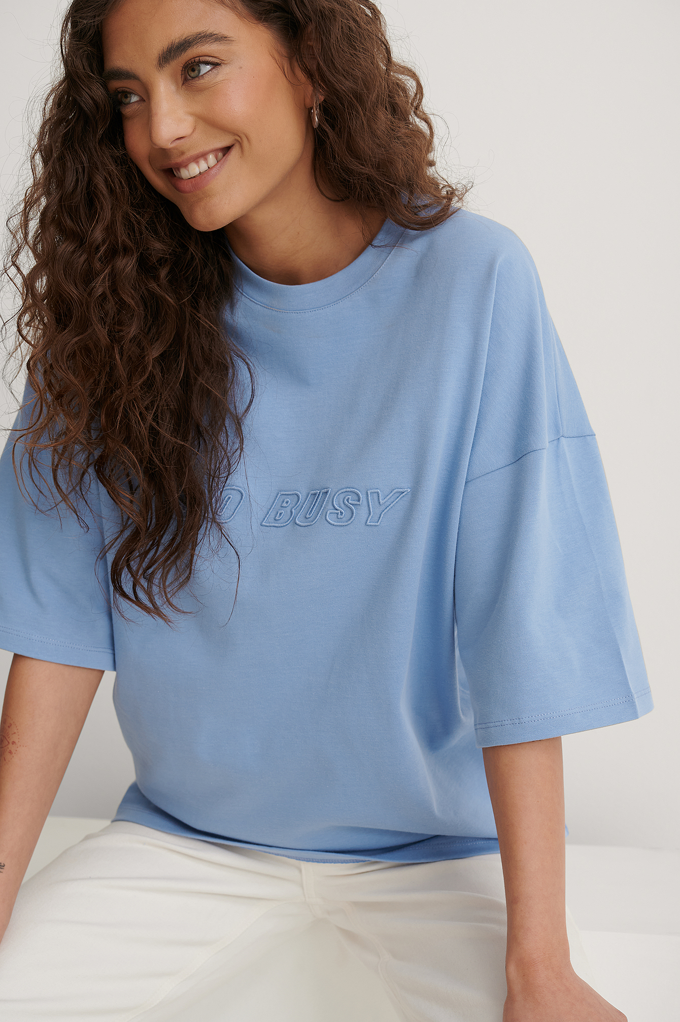 So Busy Oversized T-shirt Blue | NA-KD