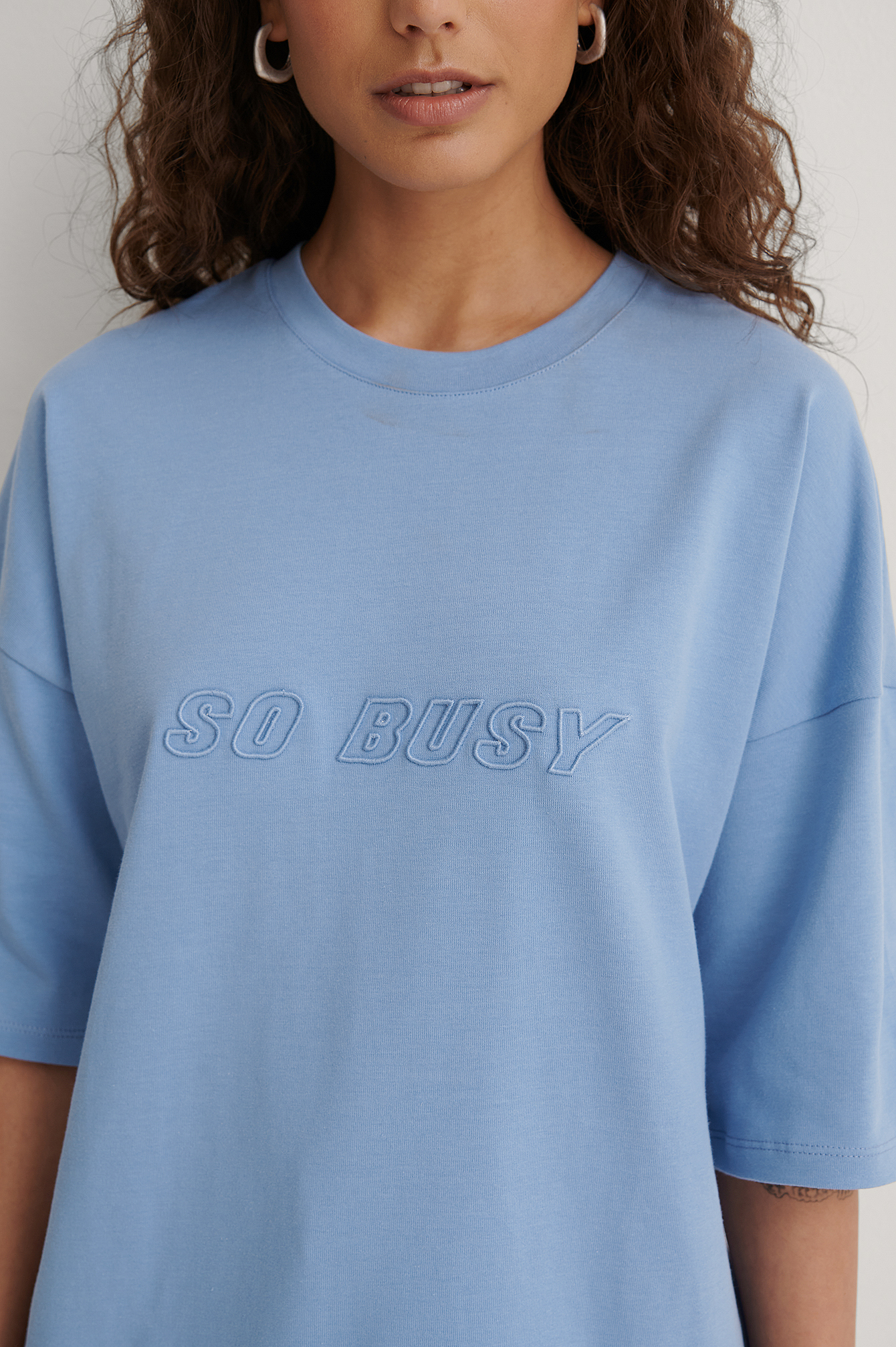 Organic So Busy Oversized T-shirt Blue | na-kd.com