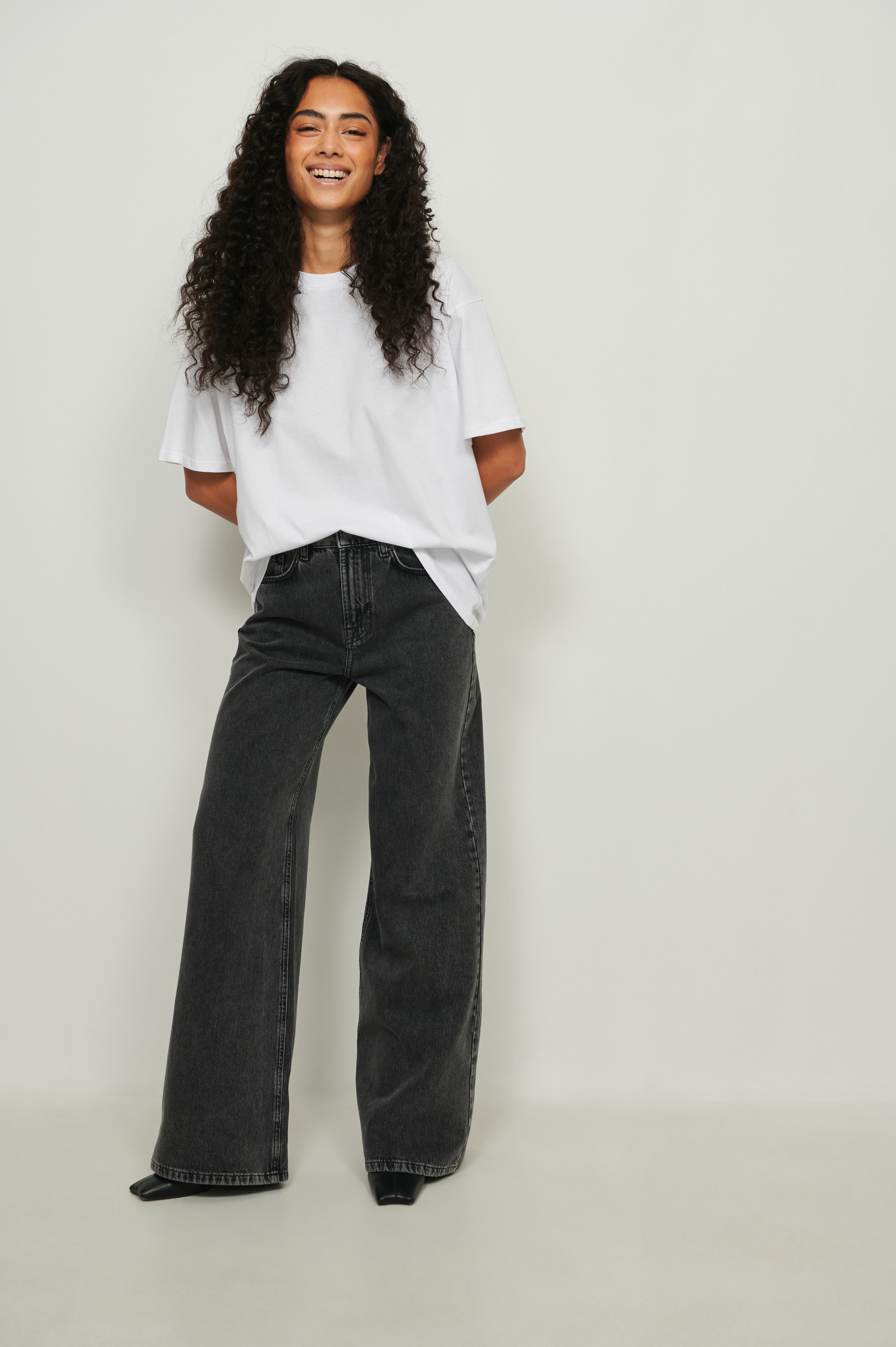 Organic Soft Rigid Wide Jeans Grey | na-kd.com