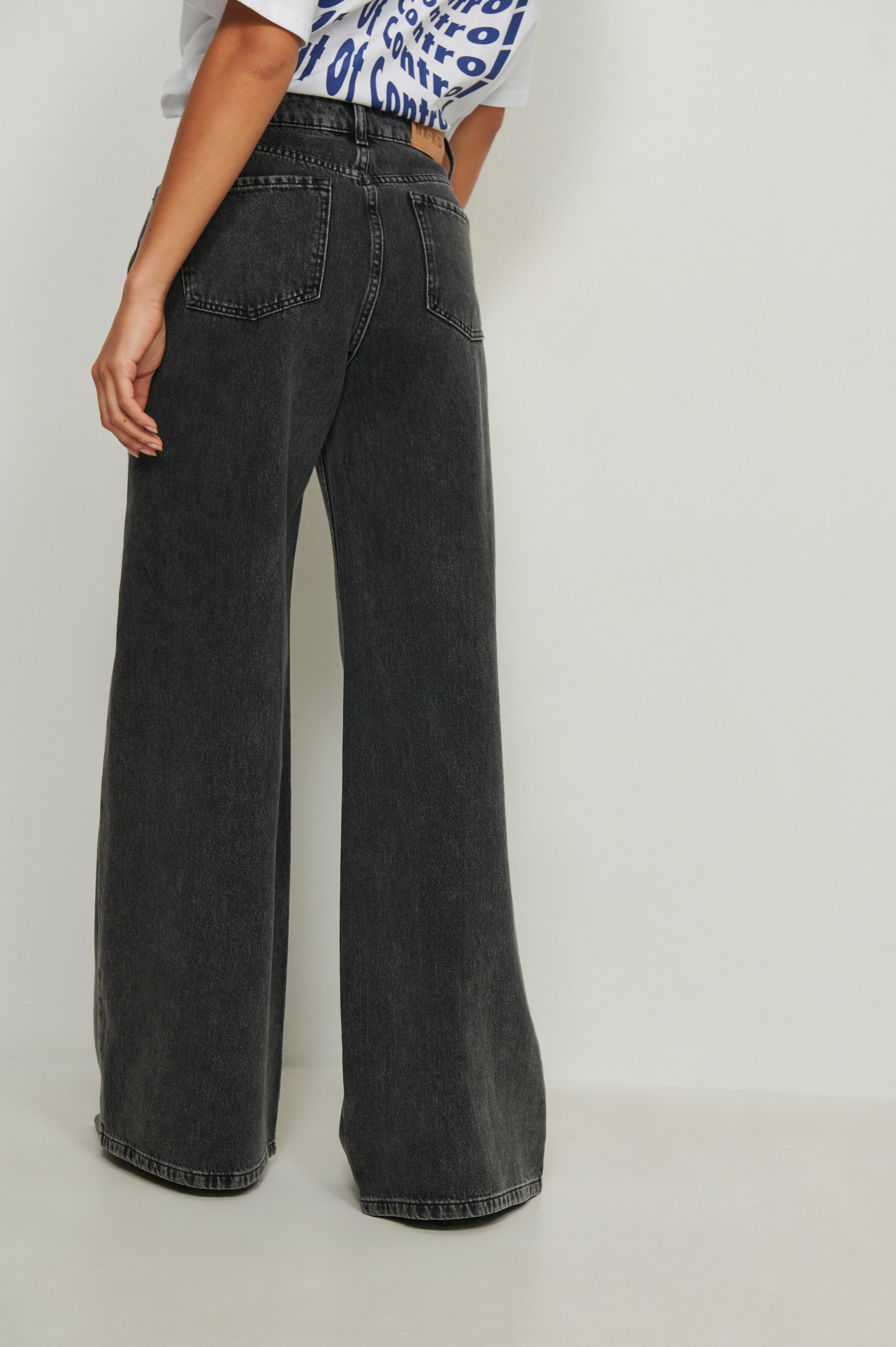 Organic Soft Rigid Wide Jeans Grey | na-kd.com