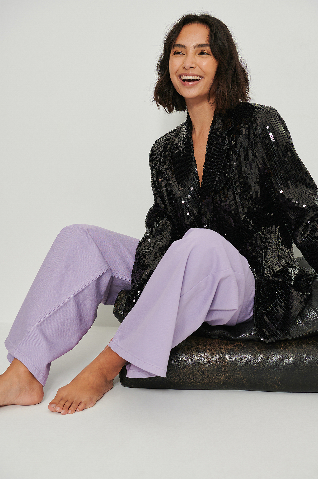 Soft Rigid Wide Jeans Purple | NA-KD