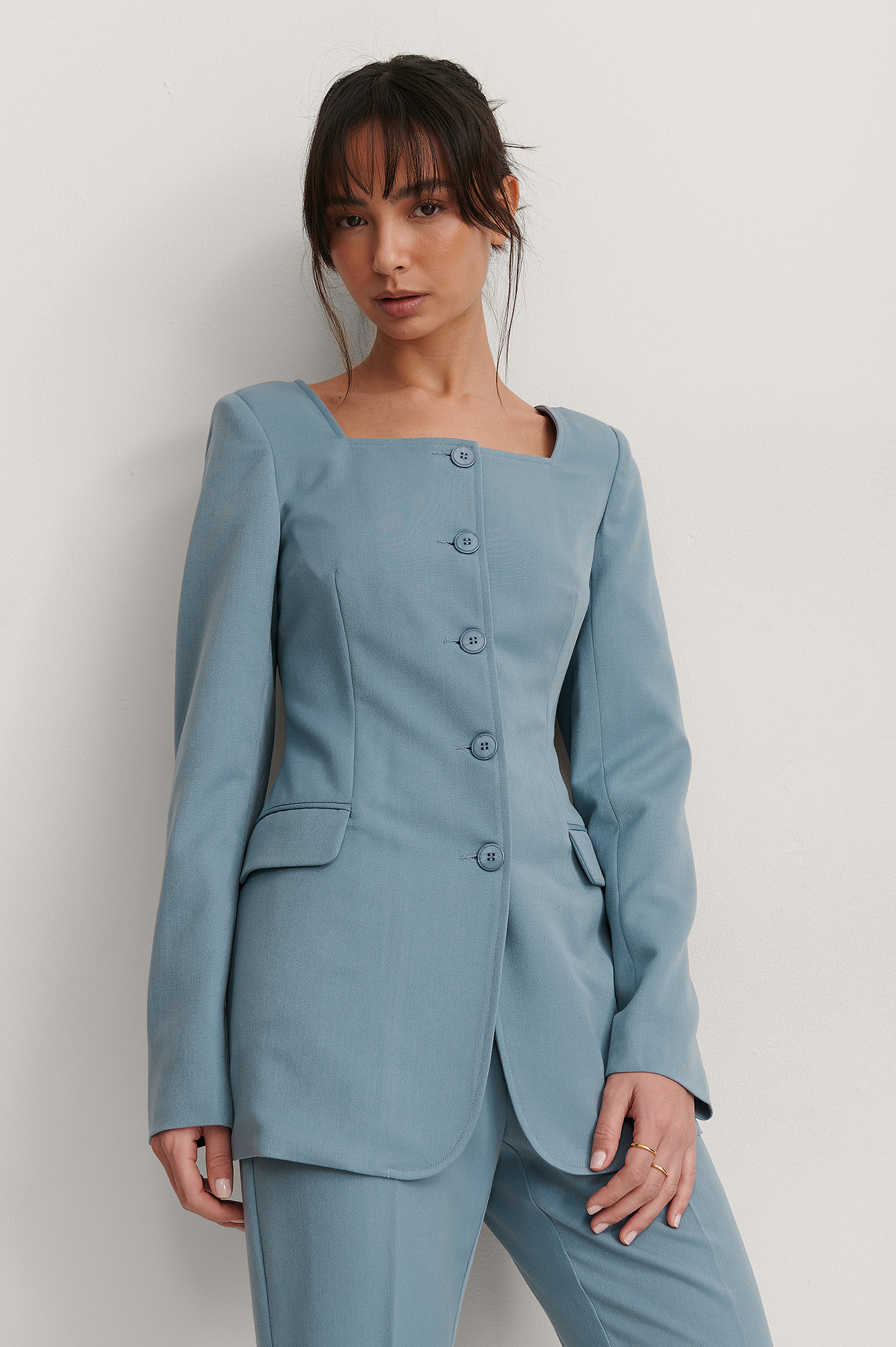 Squared Neck Blazer Blue | NA-KD