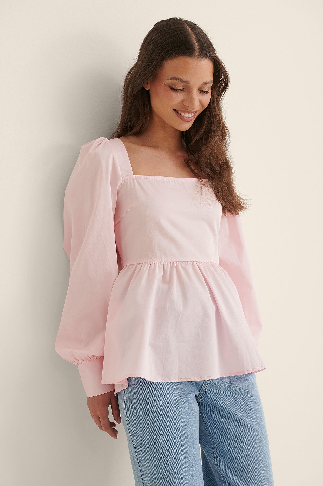 Square Neck Blouse Pink | NA-KD