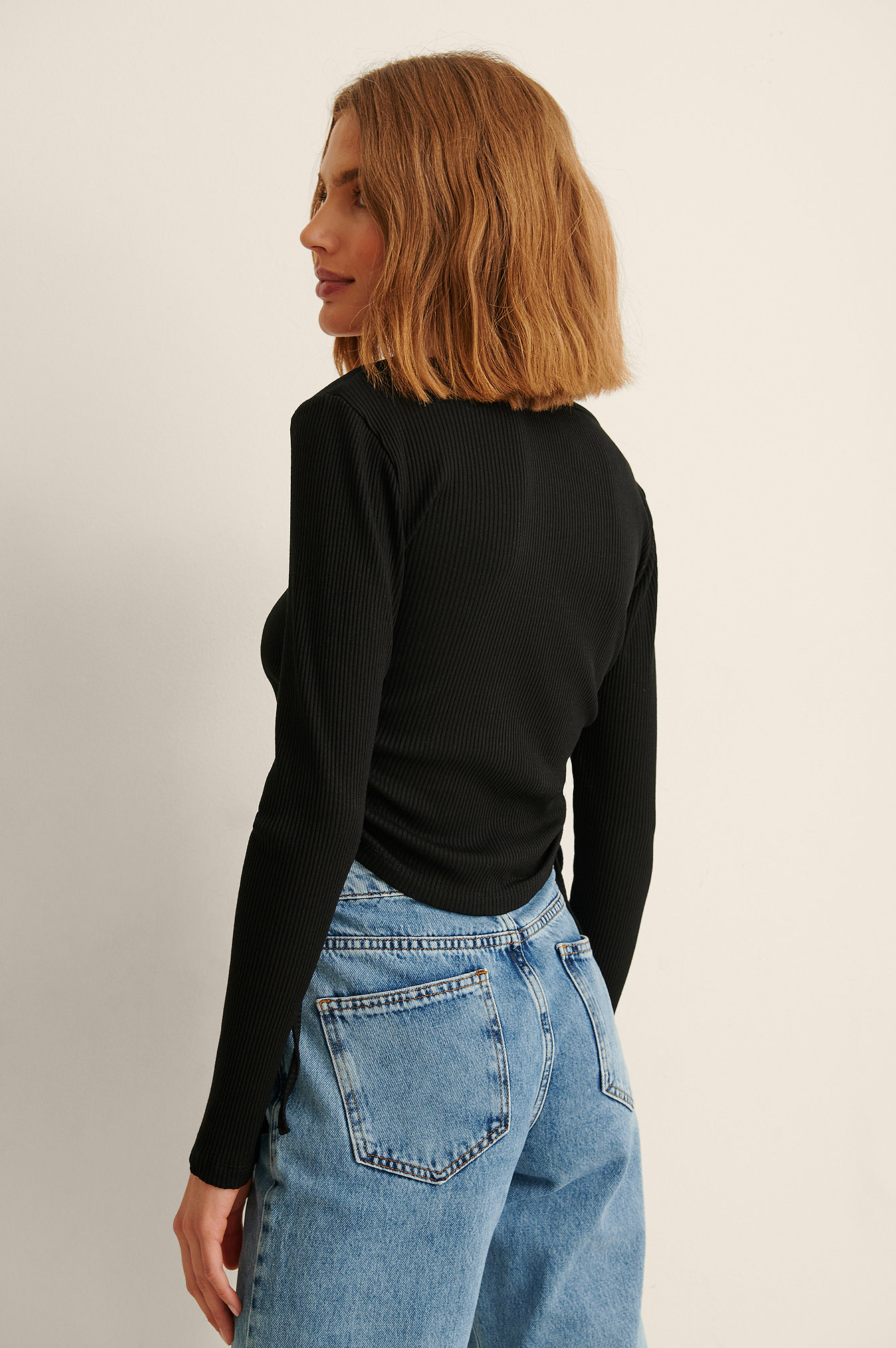 Square Neck Drawstring Top Black | na-kd.com