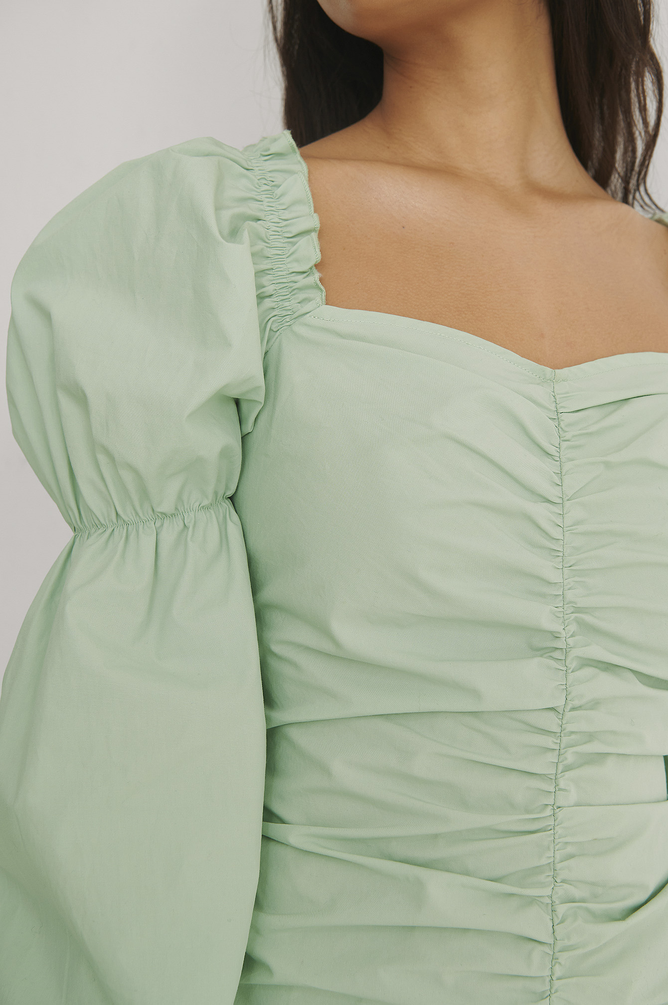 Organic Squared Neck Long Sleeve Dress Green | na-kd.com