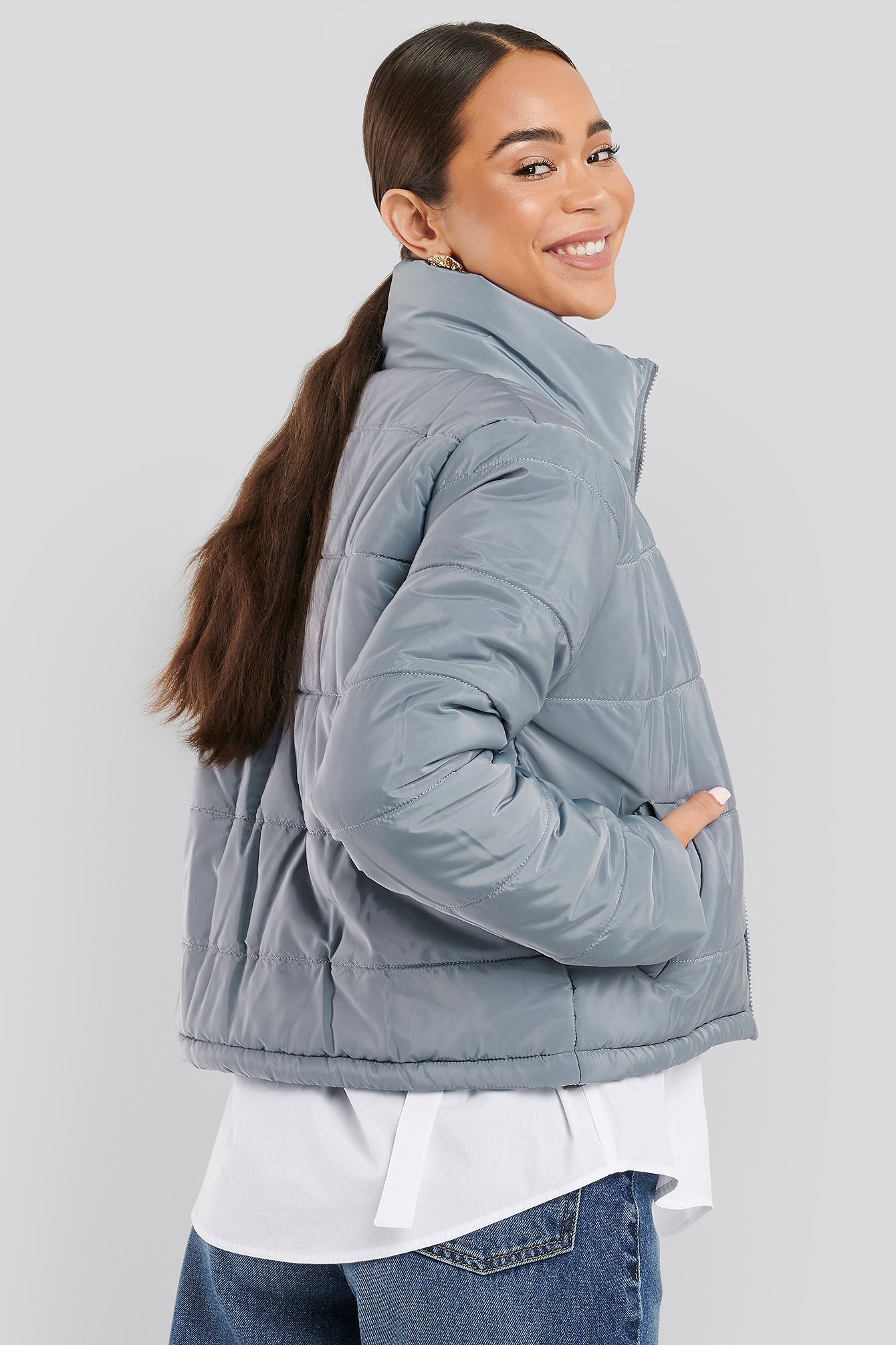 Statement Padded Puffer Jacket Grey | NA-KD