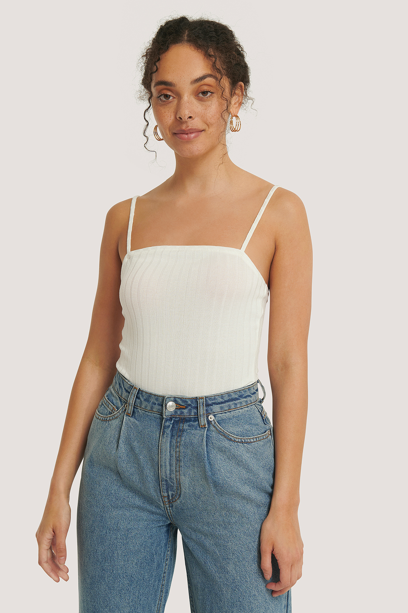 Strap Ribbed Body White | NA-KD