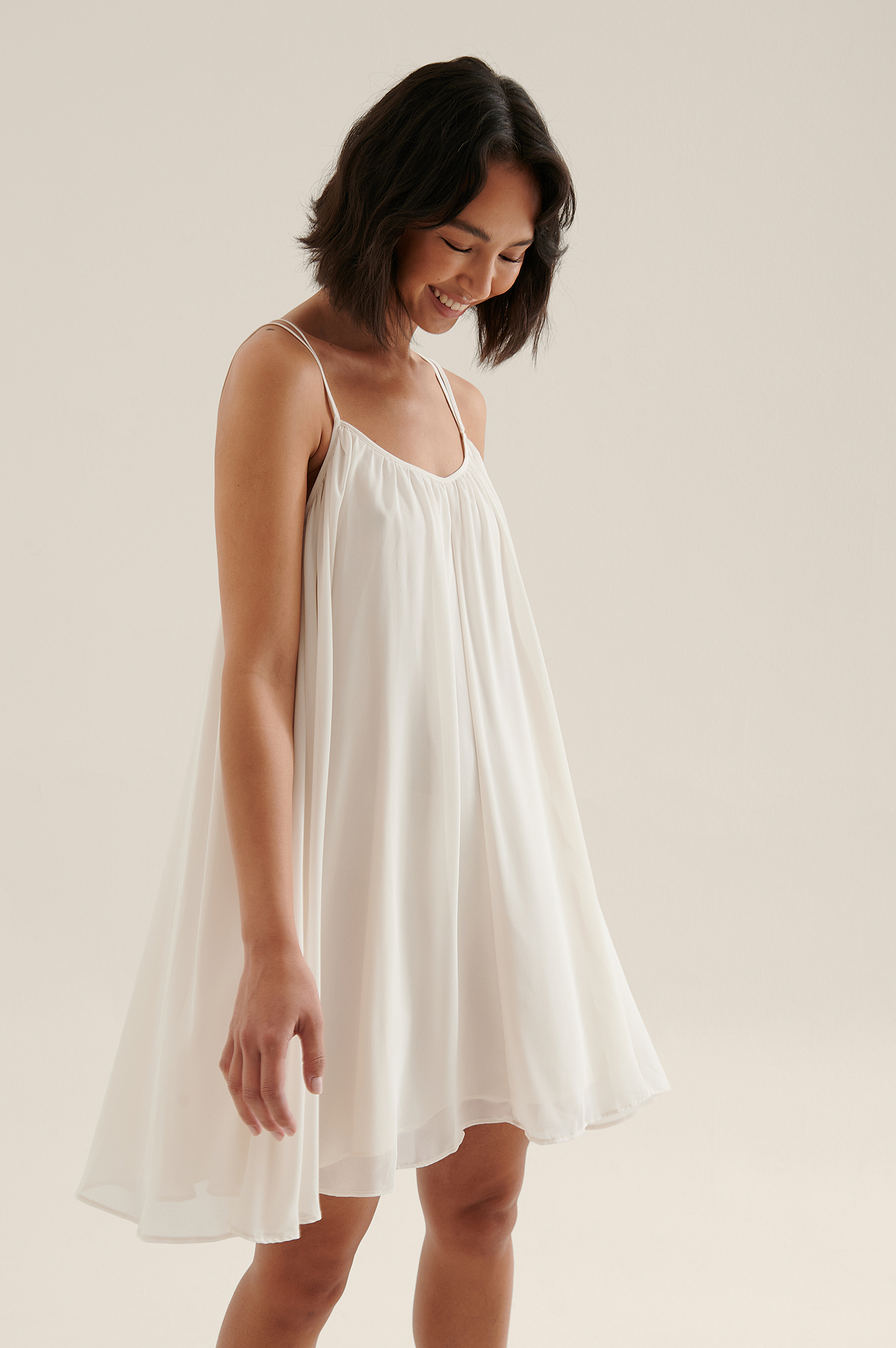 Strap Sheer Mini Dress Offwhite | NA-KD