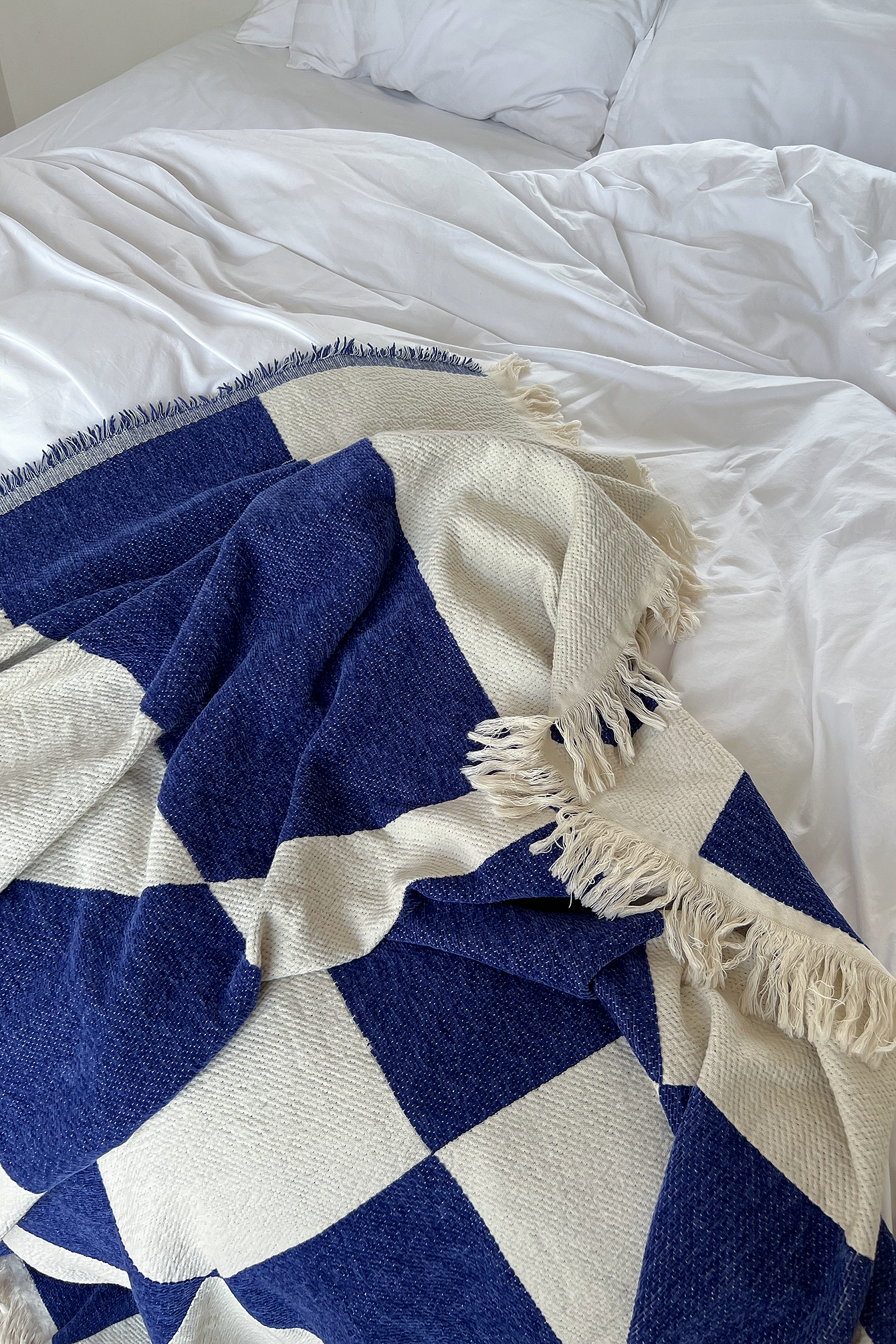 Stripe Checkered Throw Blue | na-kd.com