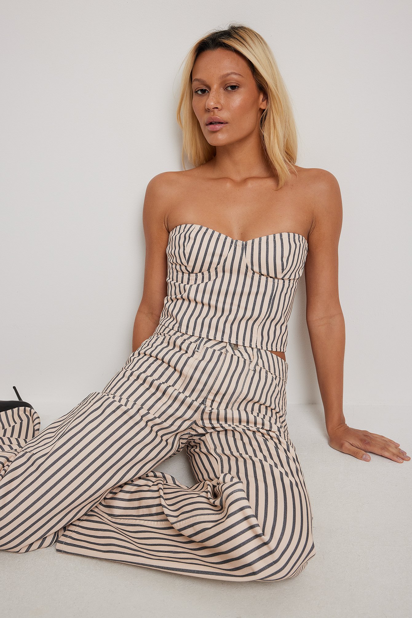 Striped Cargo Denim Top Stripe | NA-KD