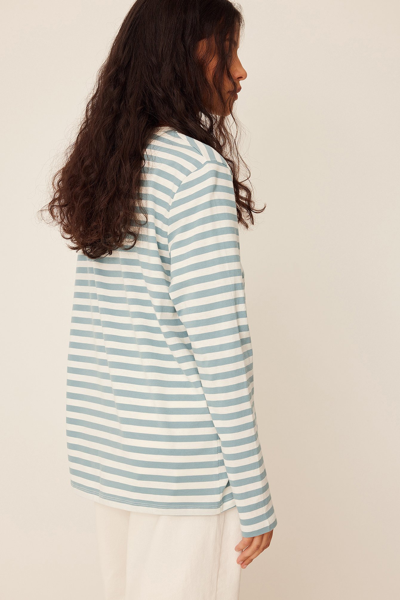 Striped Long Sleeve Sweater Blue | na-kd.com