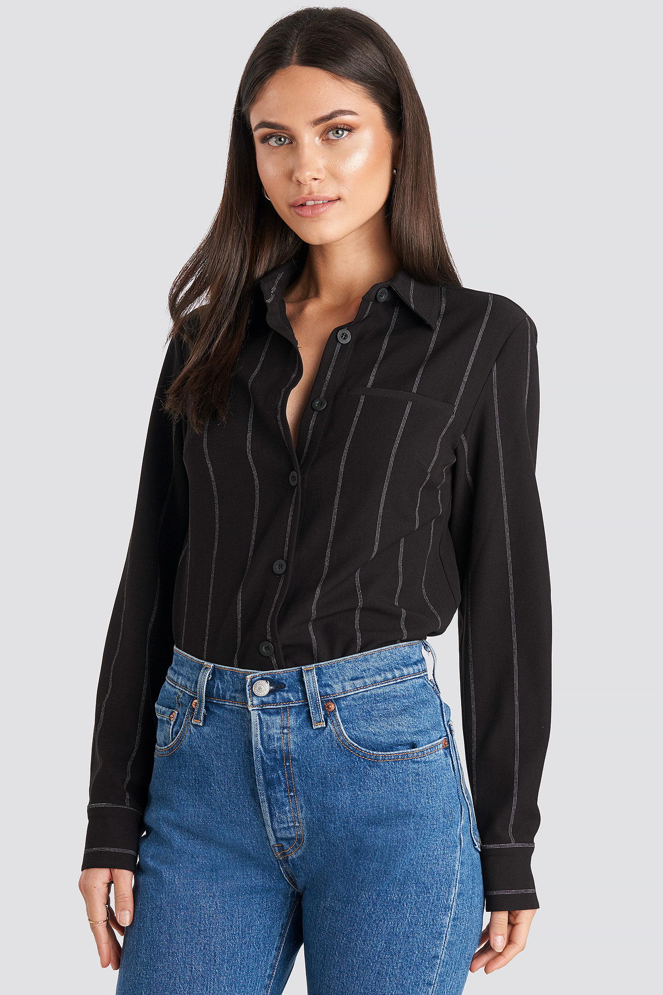 Striped Overshirt Black | NA-KD