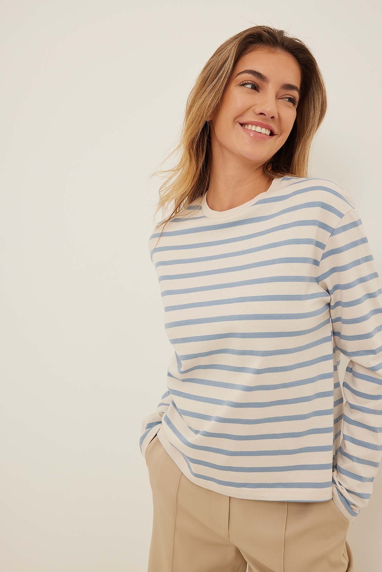Organic Striped Oversized Long Sleeved Top Black | na-kd.com