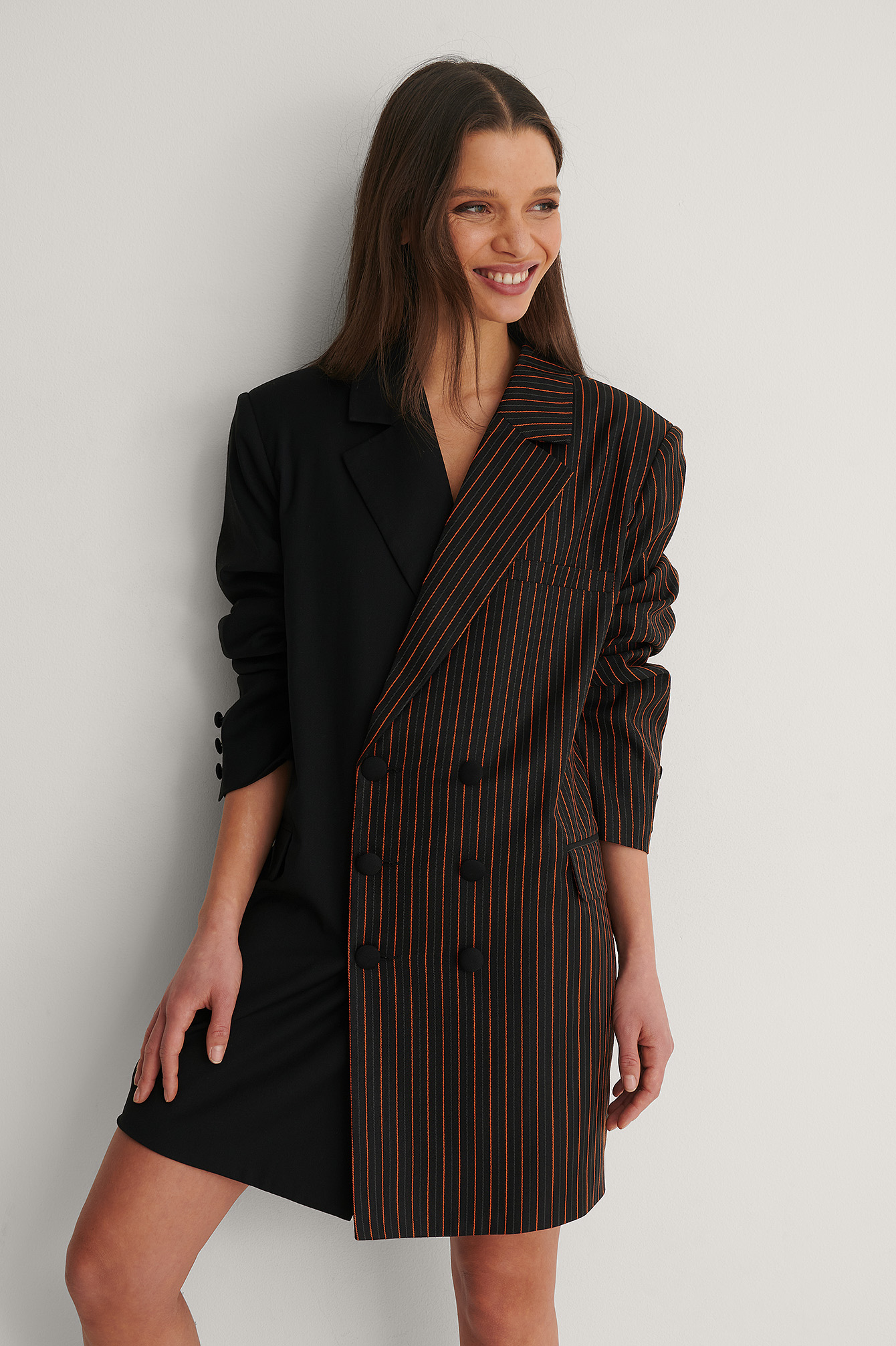 Wool Blend Oversized Check Blazer Brown | na-kd.com