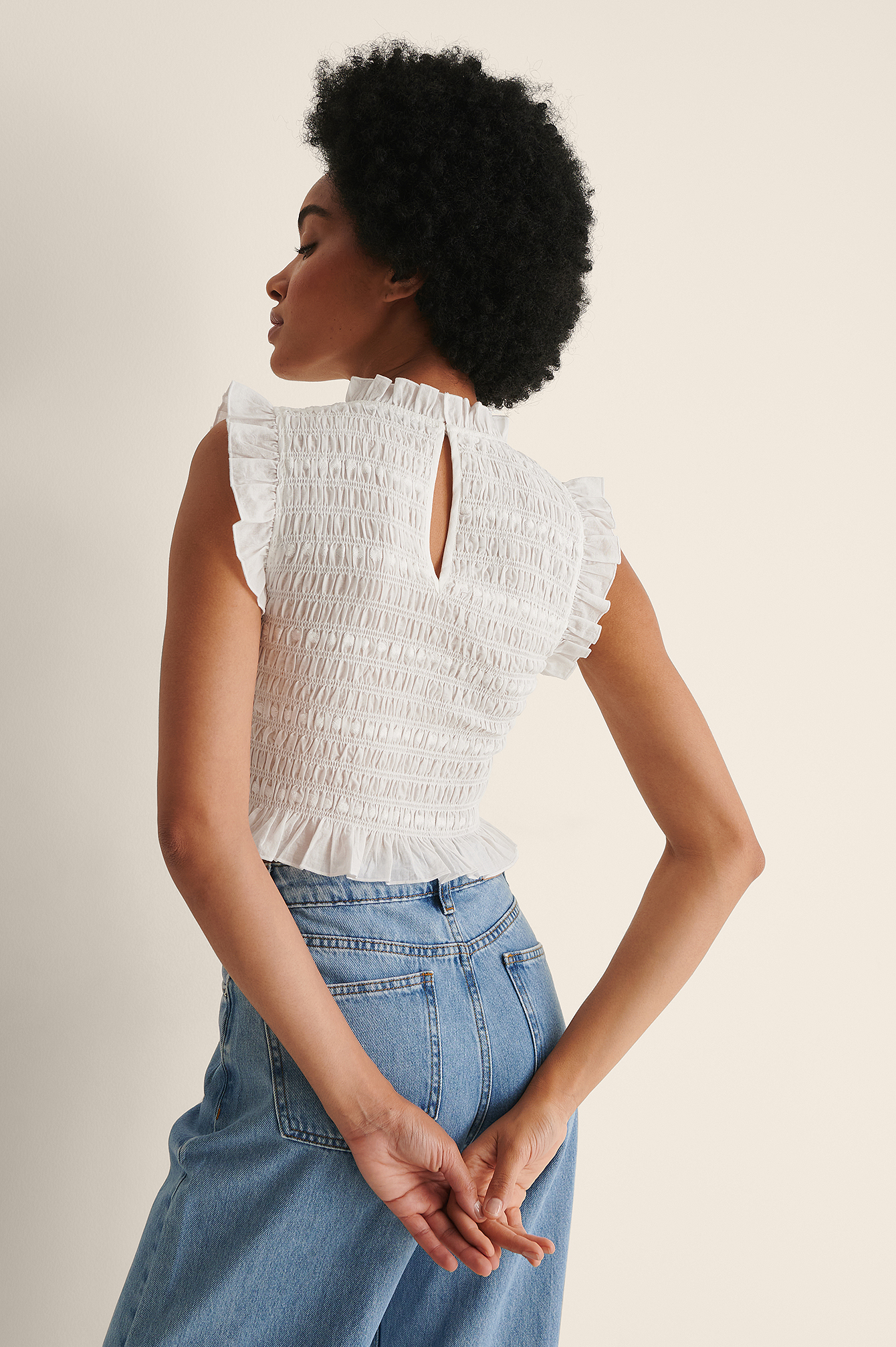 Structured Frill Top White | na-kd.com