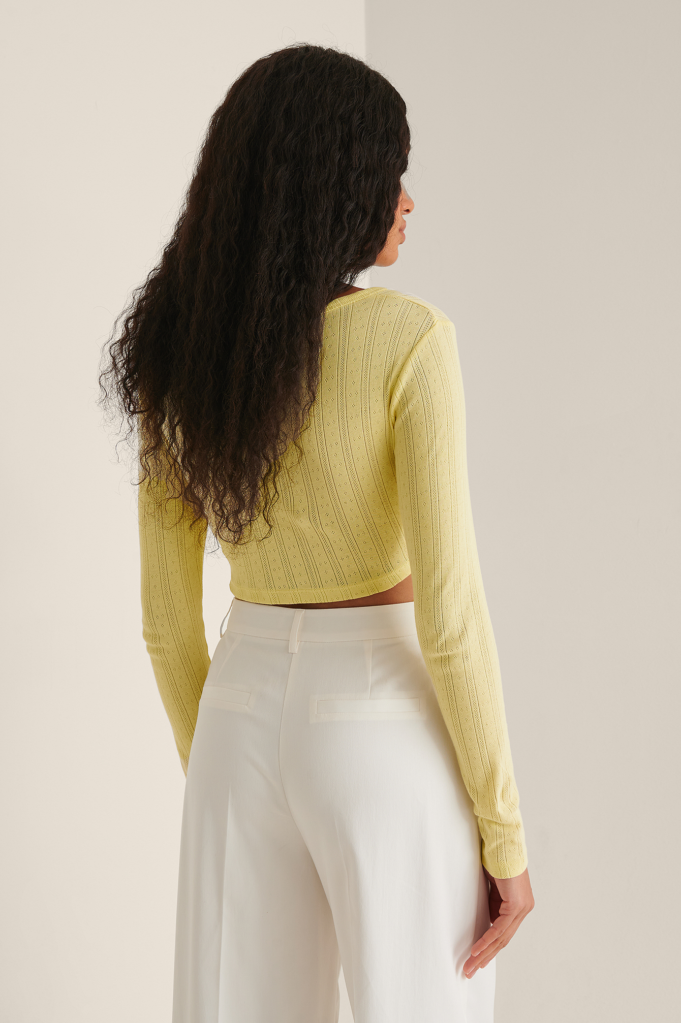Structure Cropped Cardigan Yellow | na-kd.com