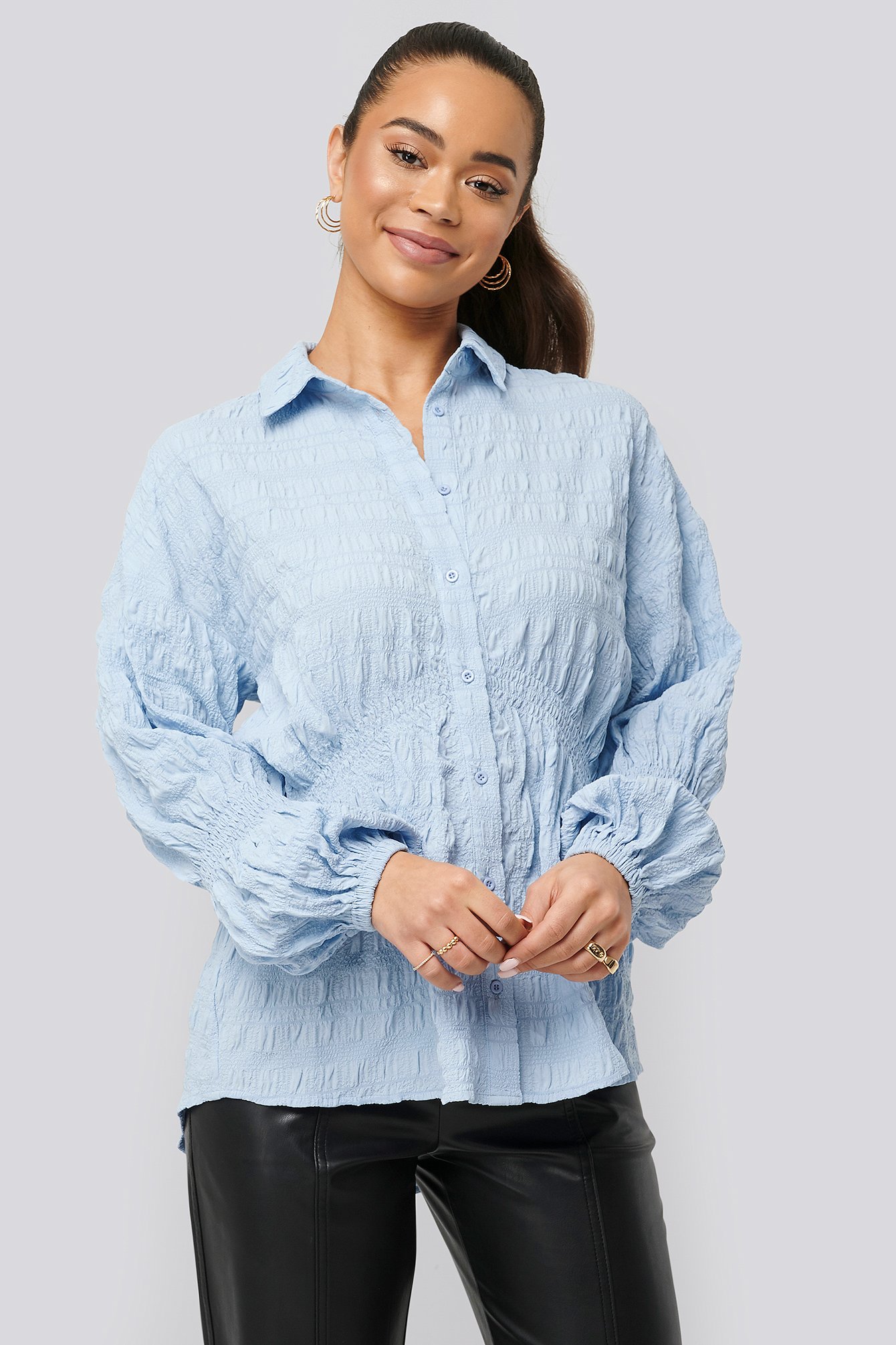 Structured Collar Blouse Blue | na-kd.com