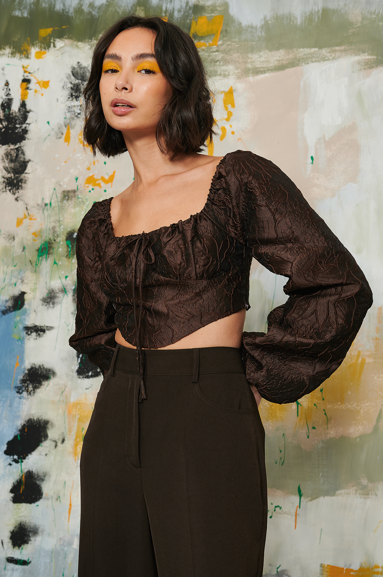 Structured Corset Blouse Brown | na-kd.com