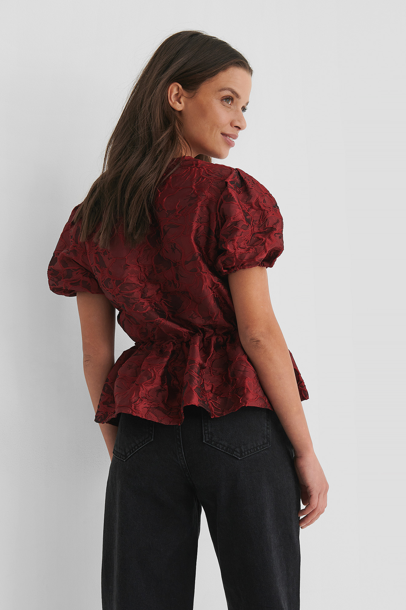 Structured Drawstring Top Red | na-kd.com