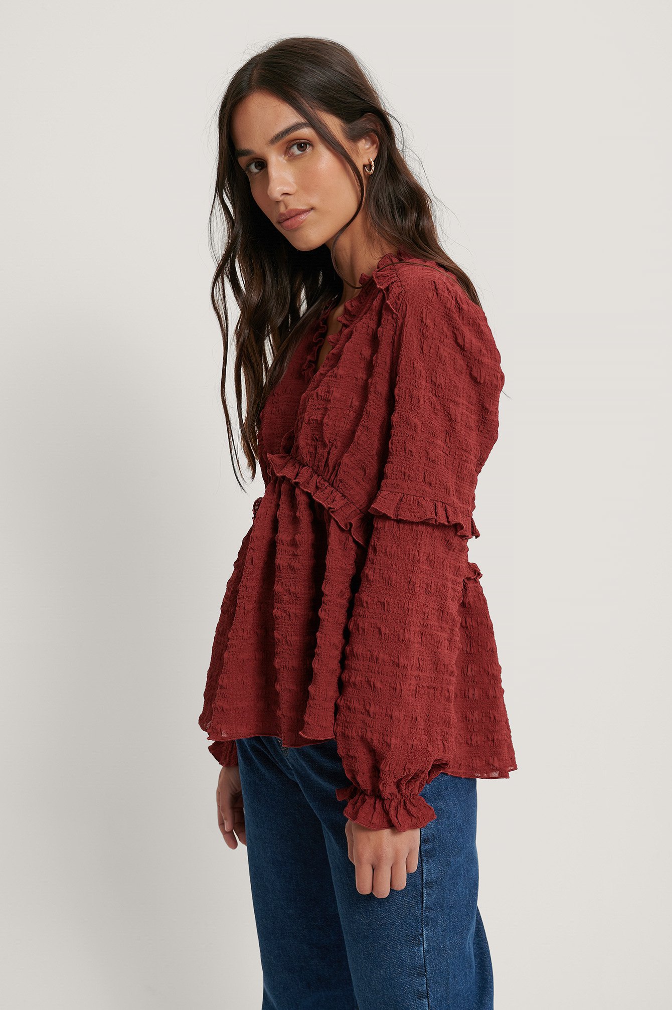 Structured Frill Blouse Red | NA-KD