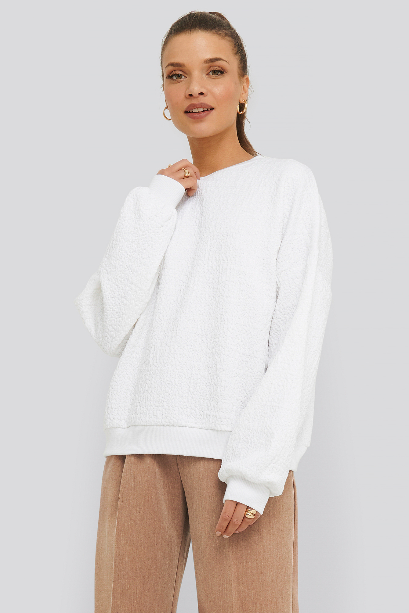 Structured High Neck Sweater White | NA-KD