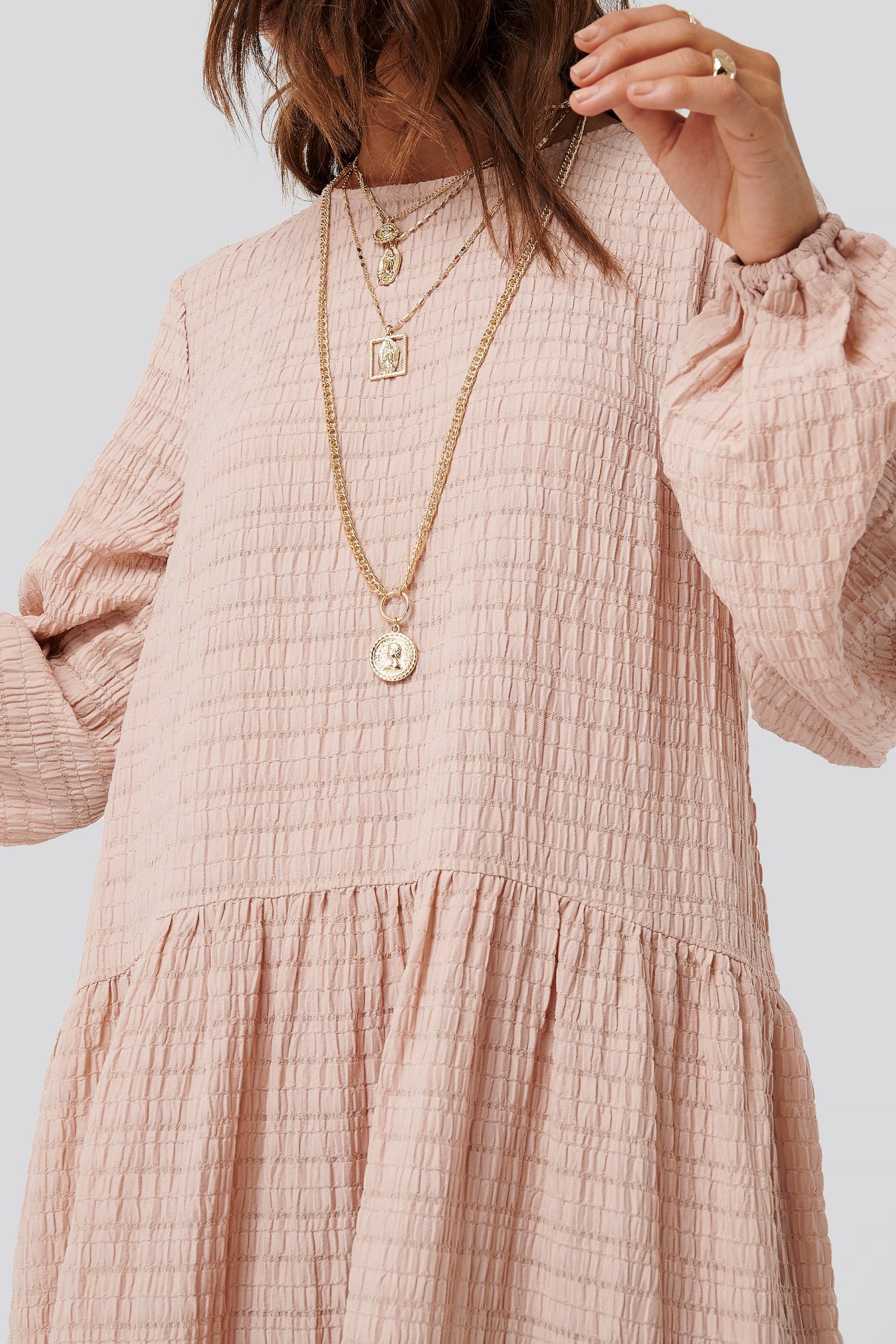 Flowy Structured Maxi Dress Pink | na-kd.com