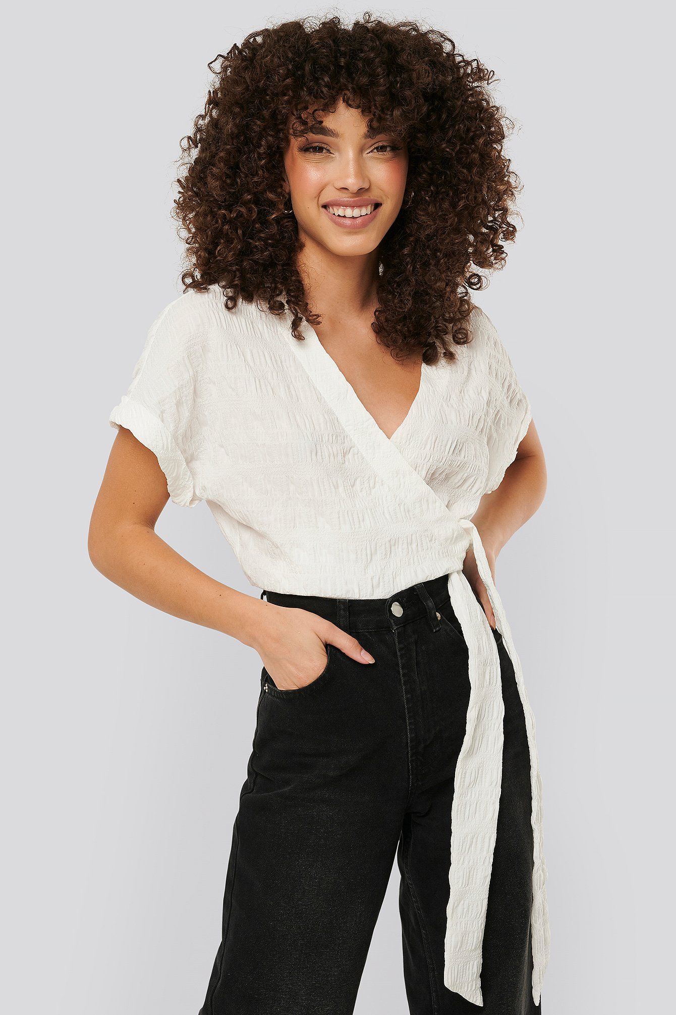 Structured Overlap Blouse White | NA-KD
