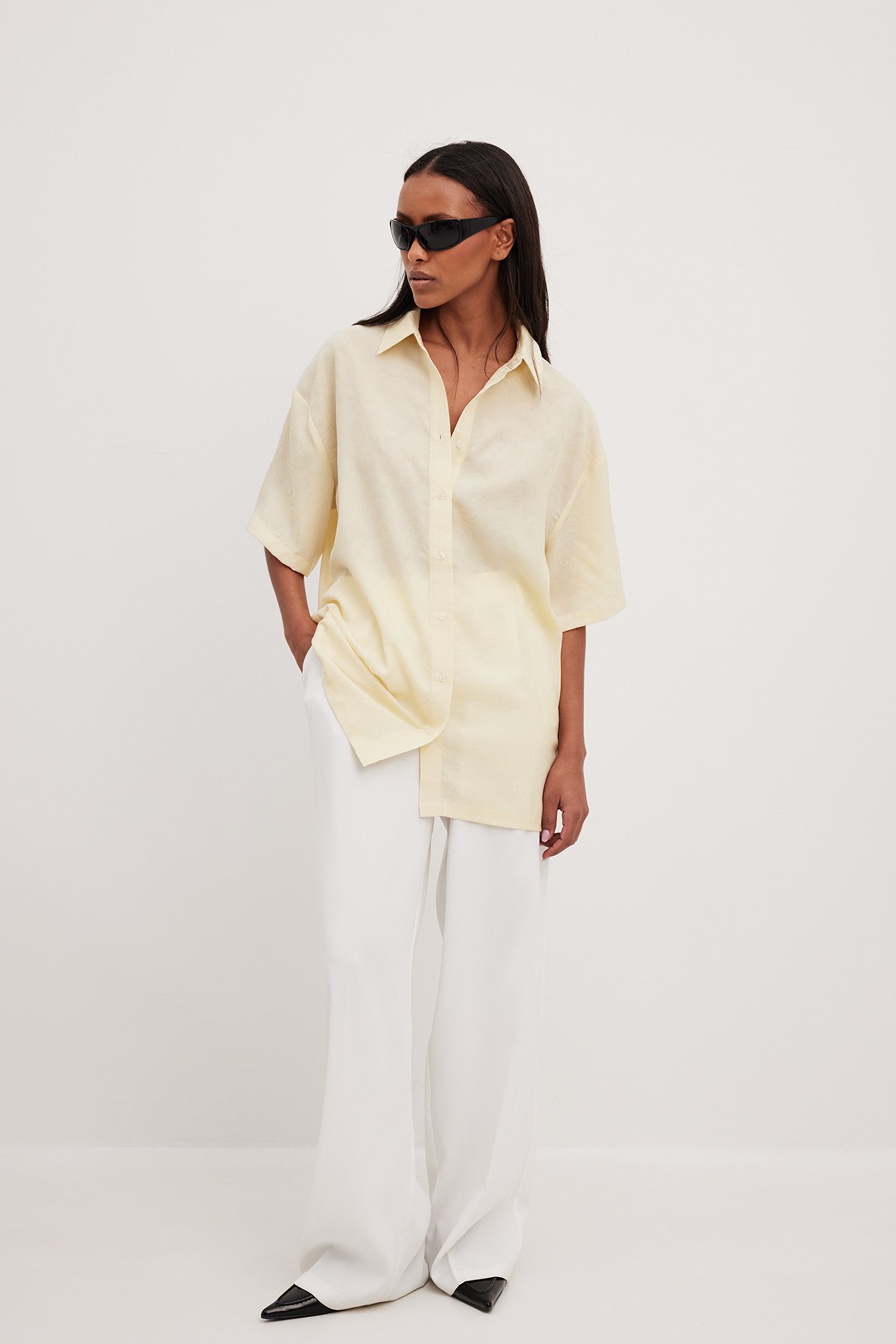 Structured Short Sleeve Shirt Offwhite | NA-KD