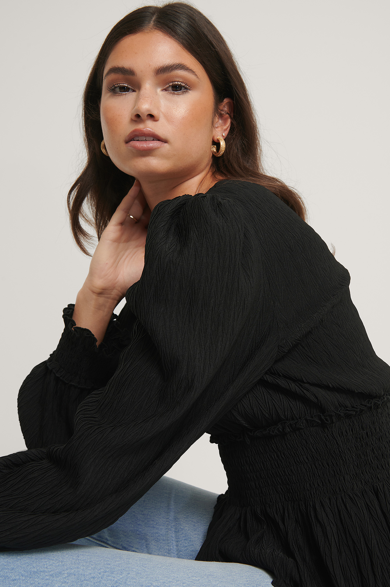 Structured Smock Blouse Black | NA-KD