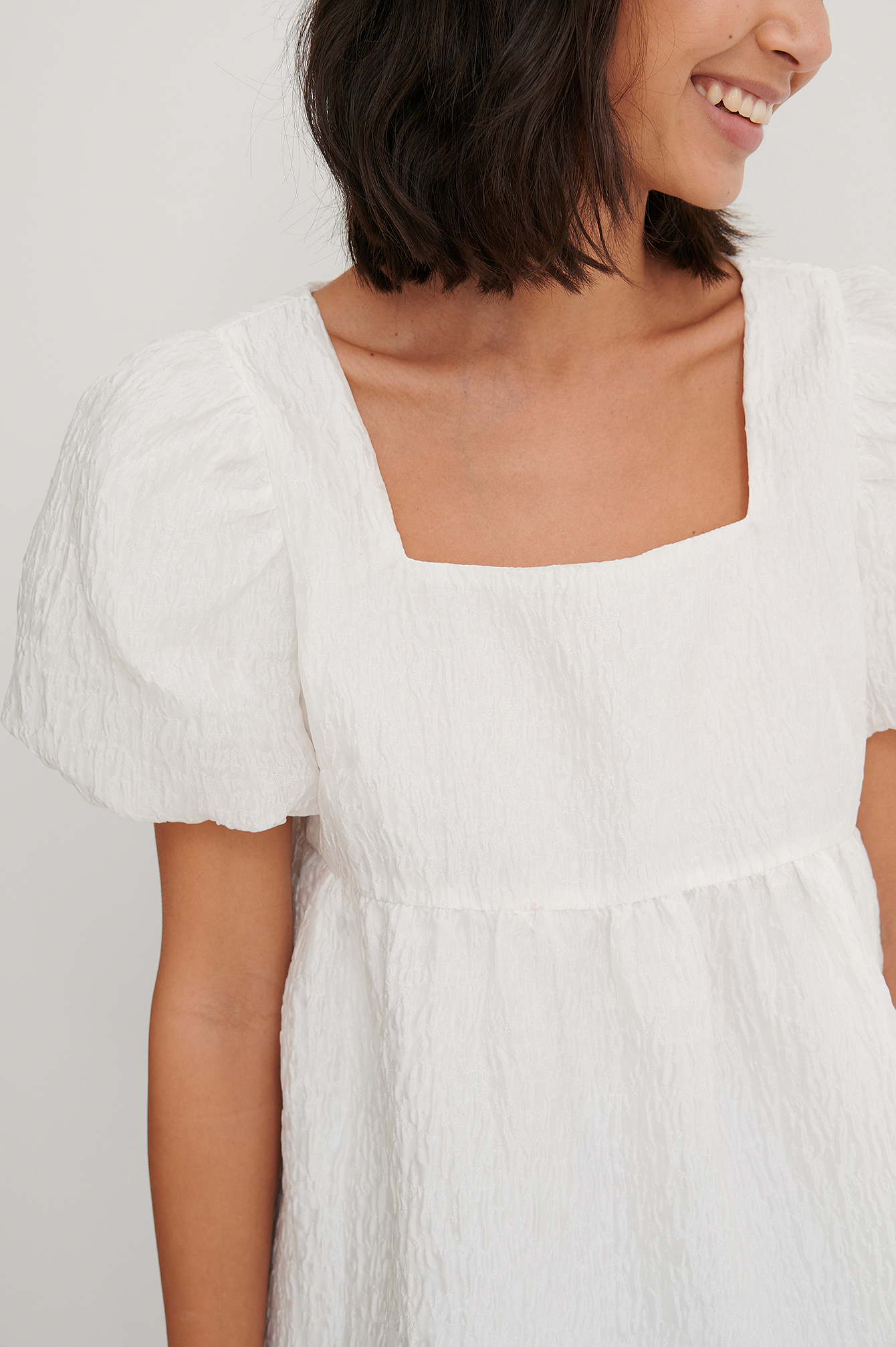 Structured Squared Neck Blouse White | na-kd.com