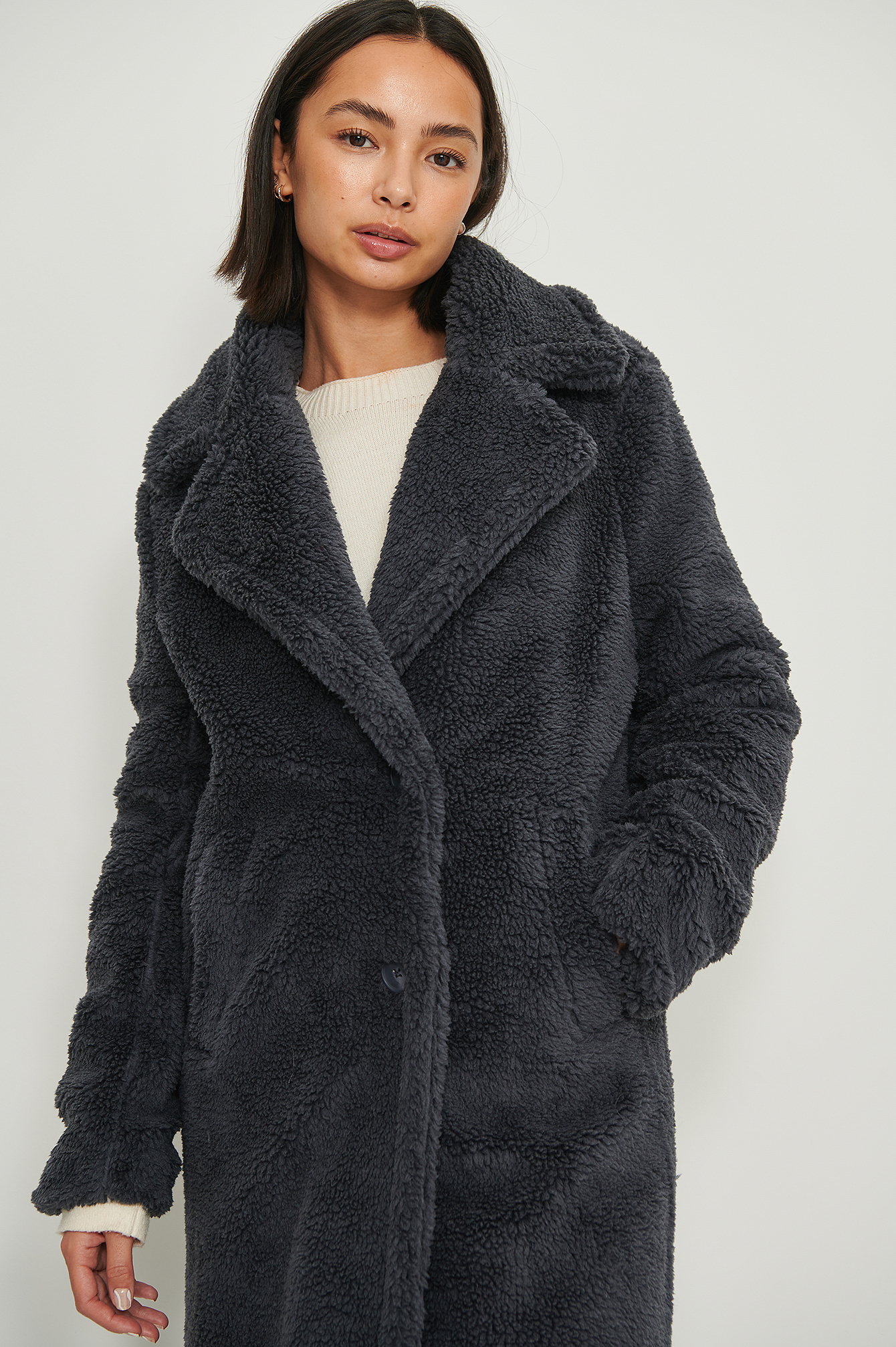 Recycled Teddy Coat Blue | na-kd.com