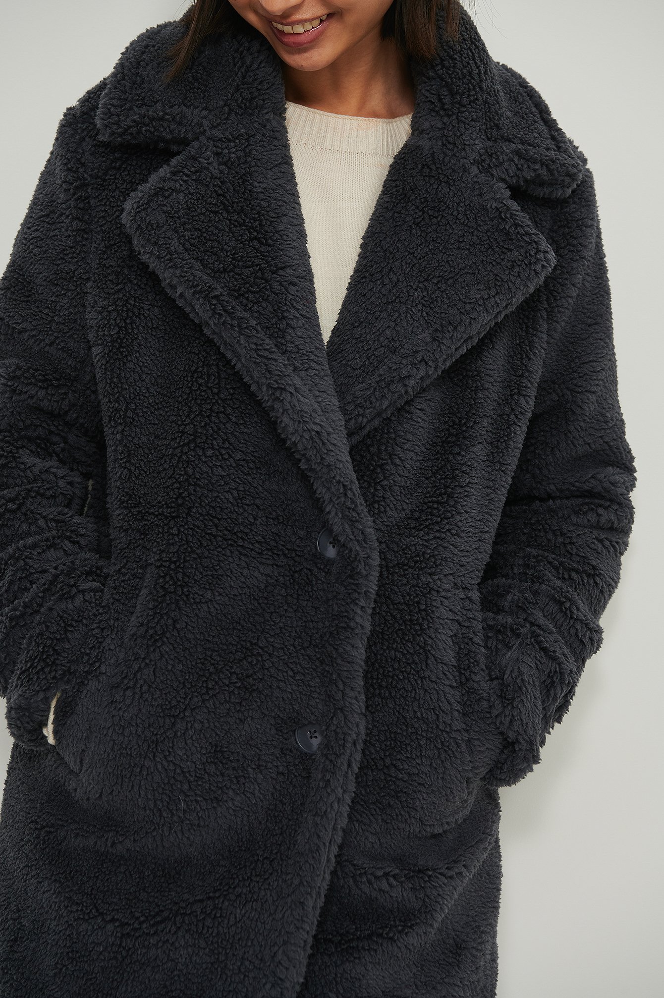 Recycled Teddy Coat Blue | na-kd.com