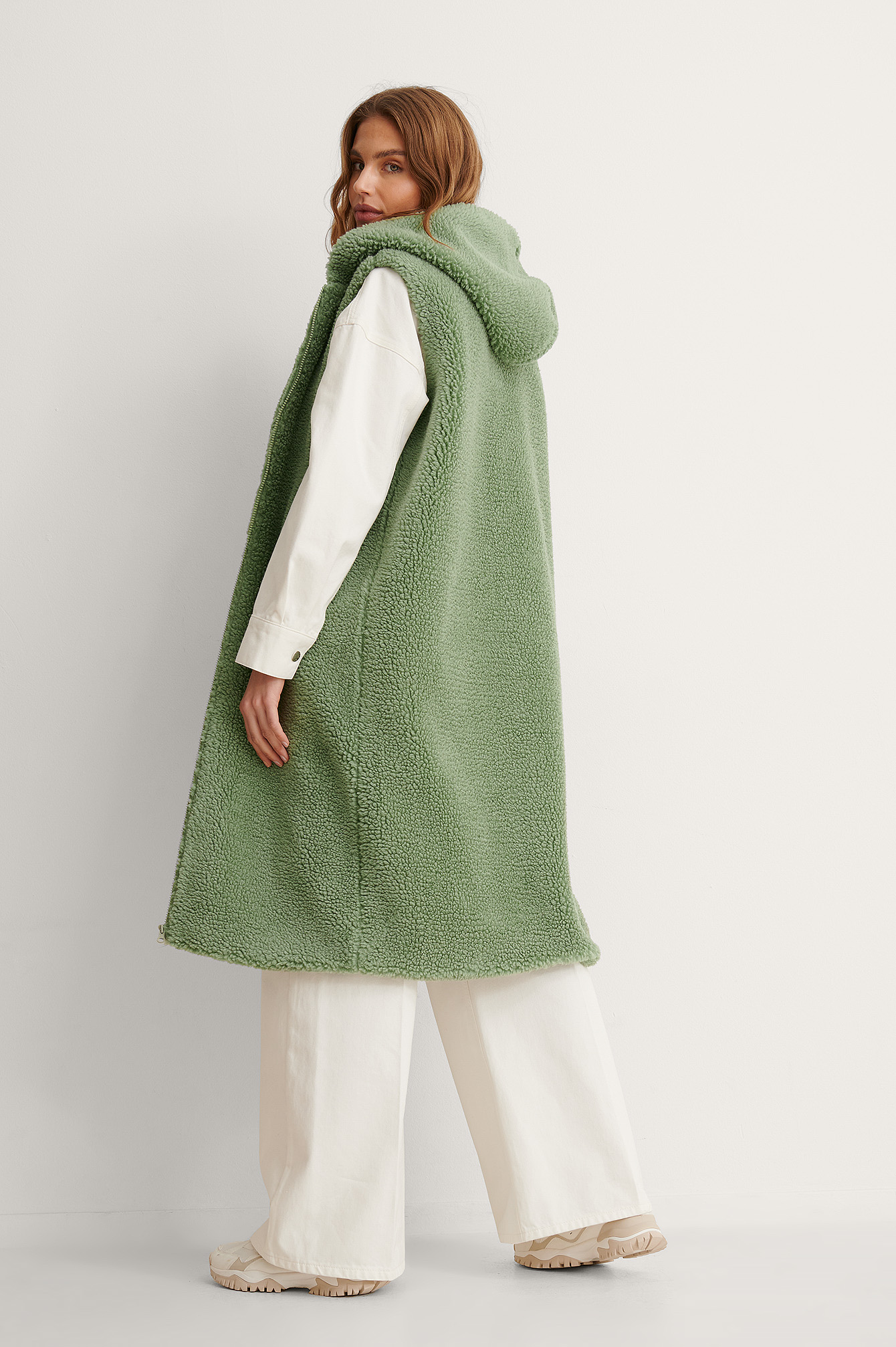 Lang teddyvest Green | na-kd.com