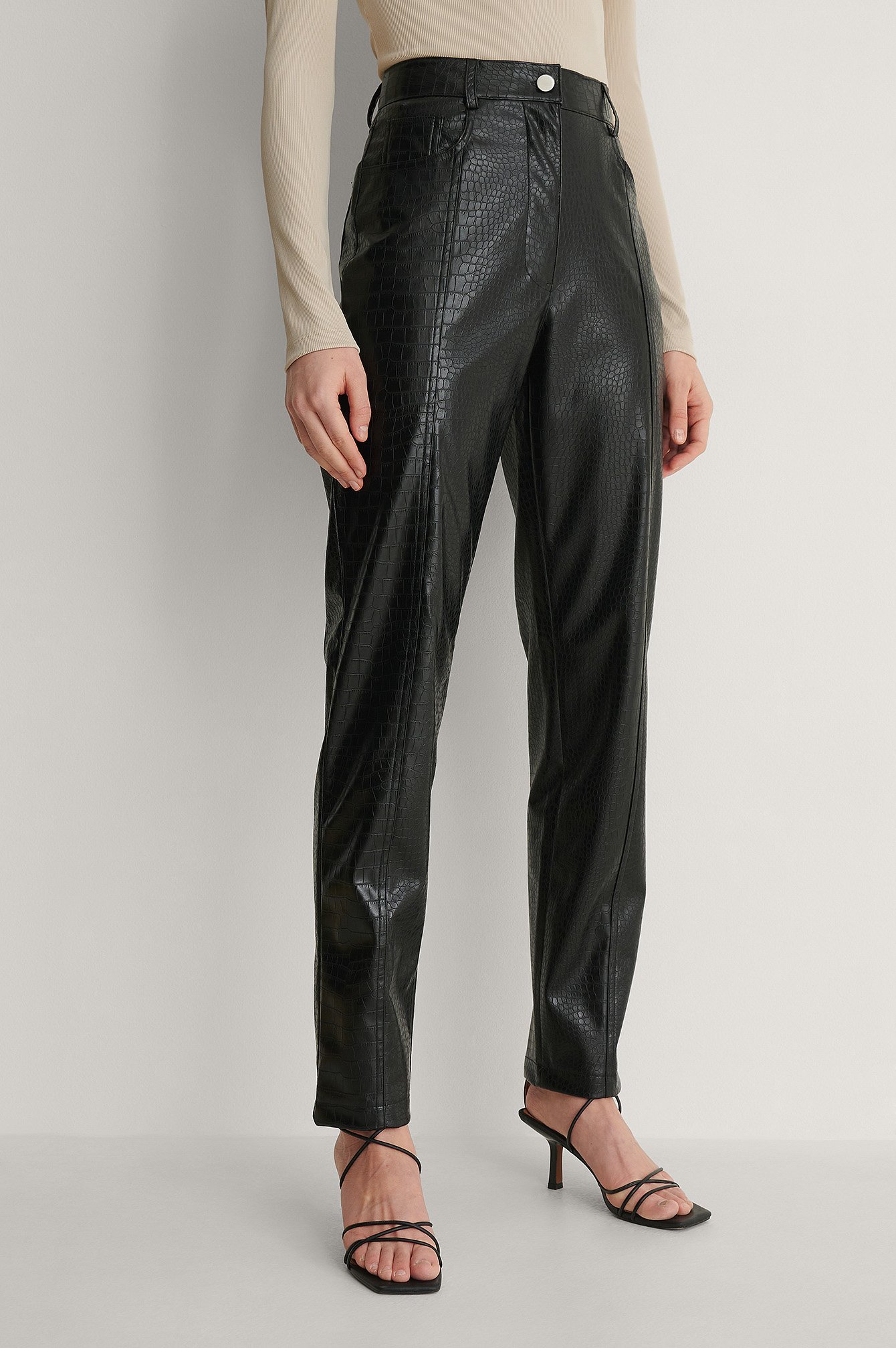 Textured Pu Pants Black | na-kd.com