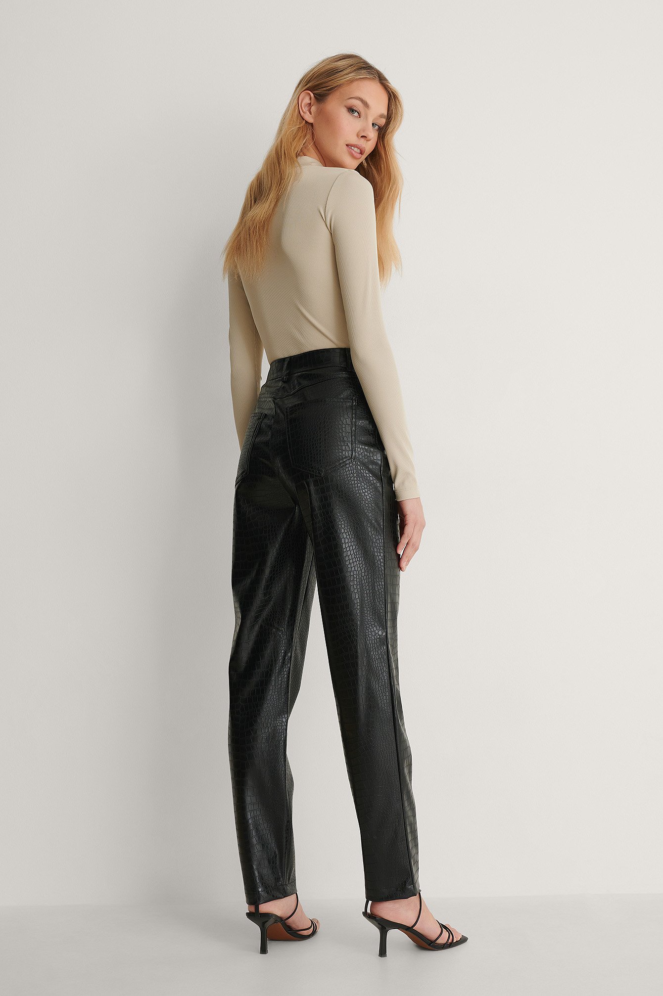 Textured Pu Pants Black | na-kd.com