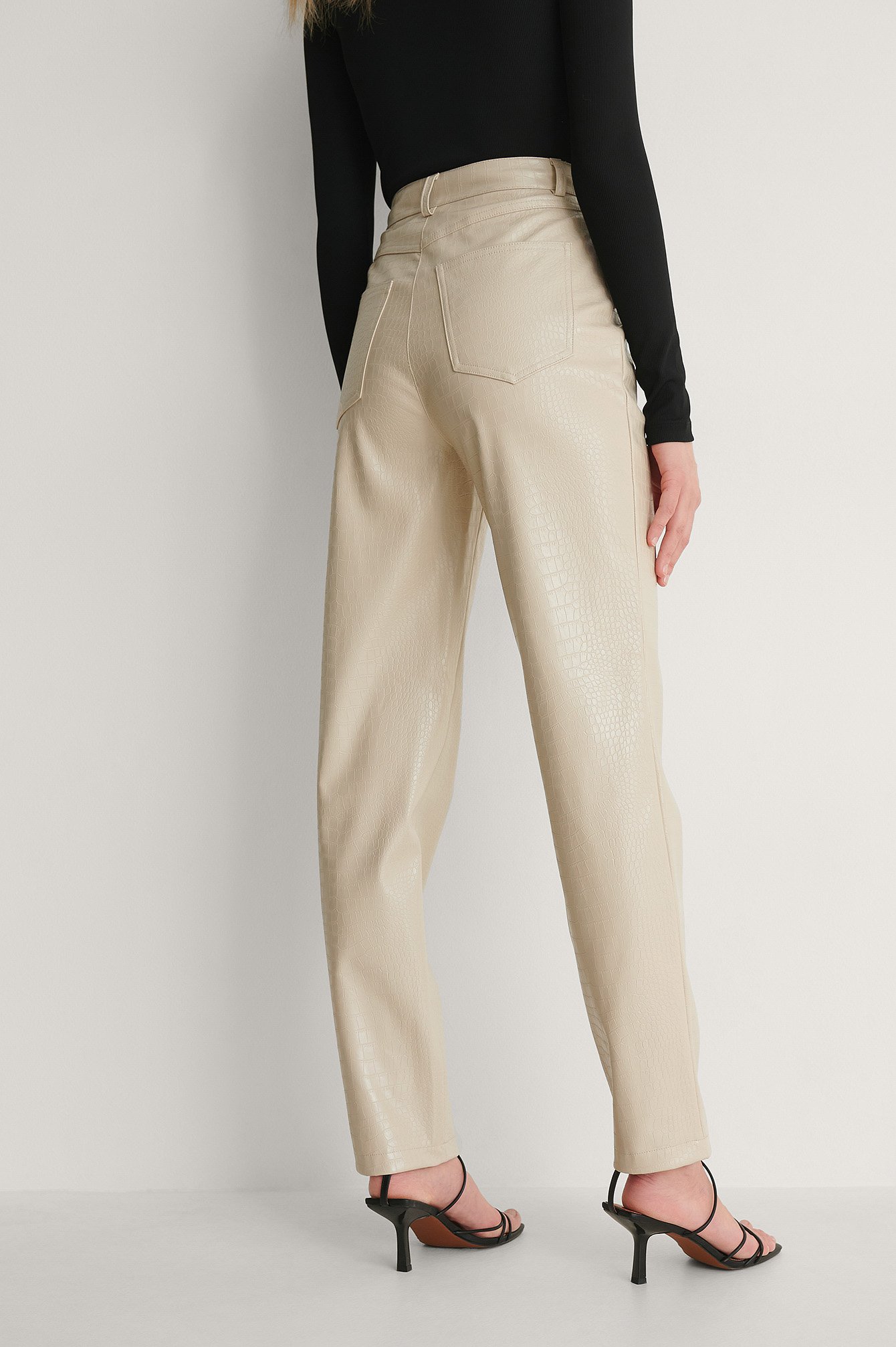 Textured Pu Pants Beige | na-kd.com
