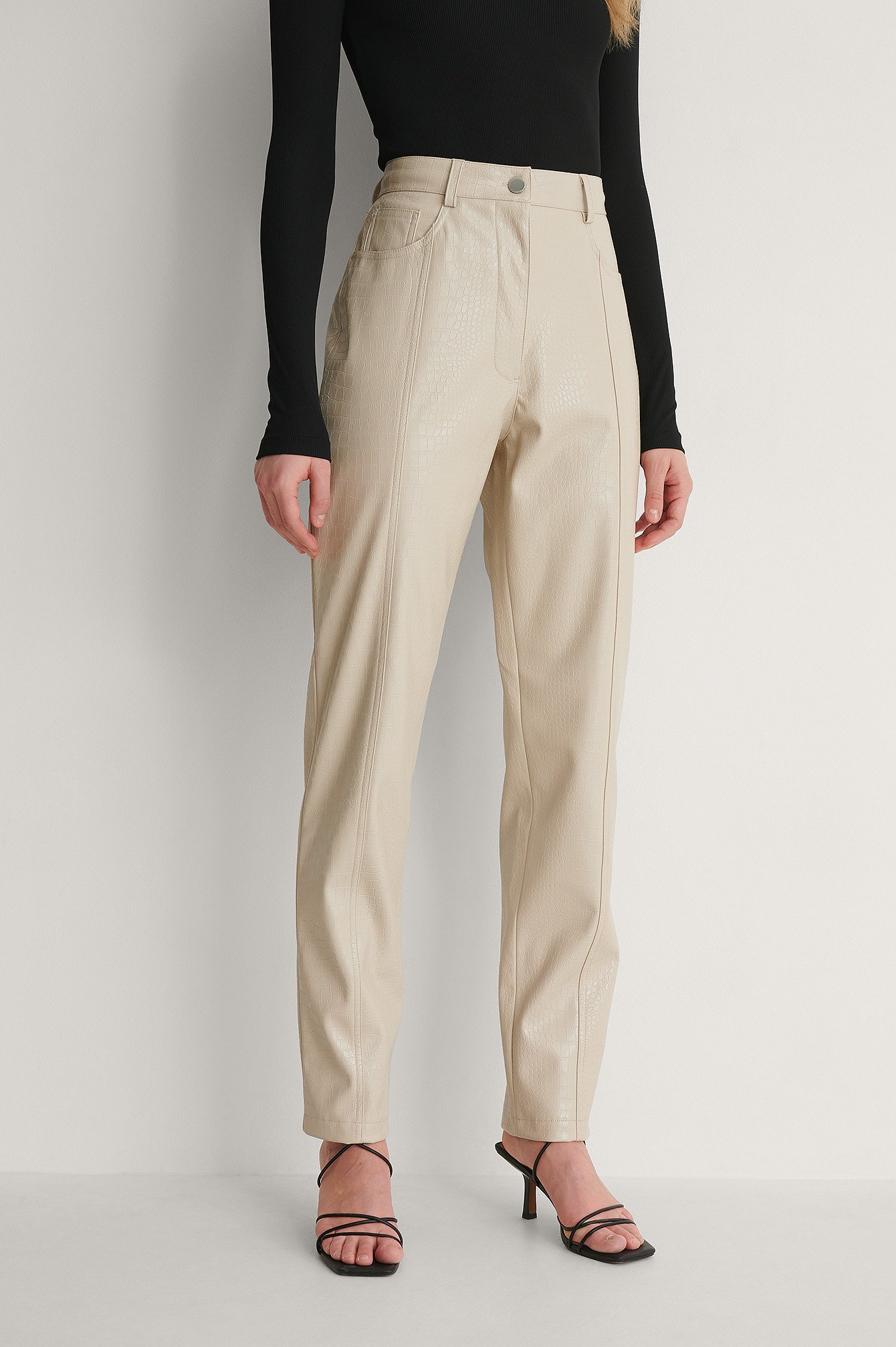 Textured Pu Pants Beige | na-kd.com