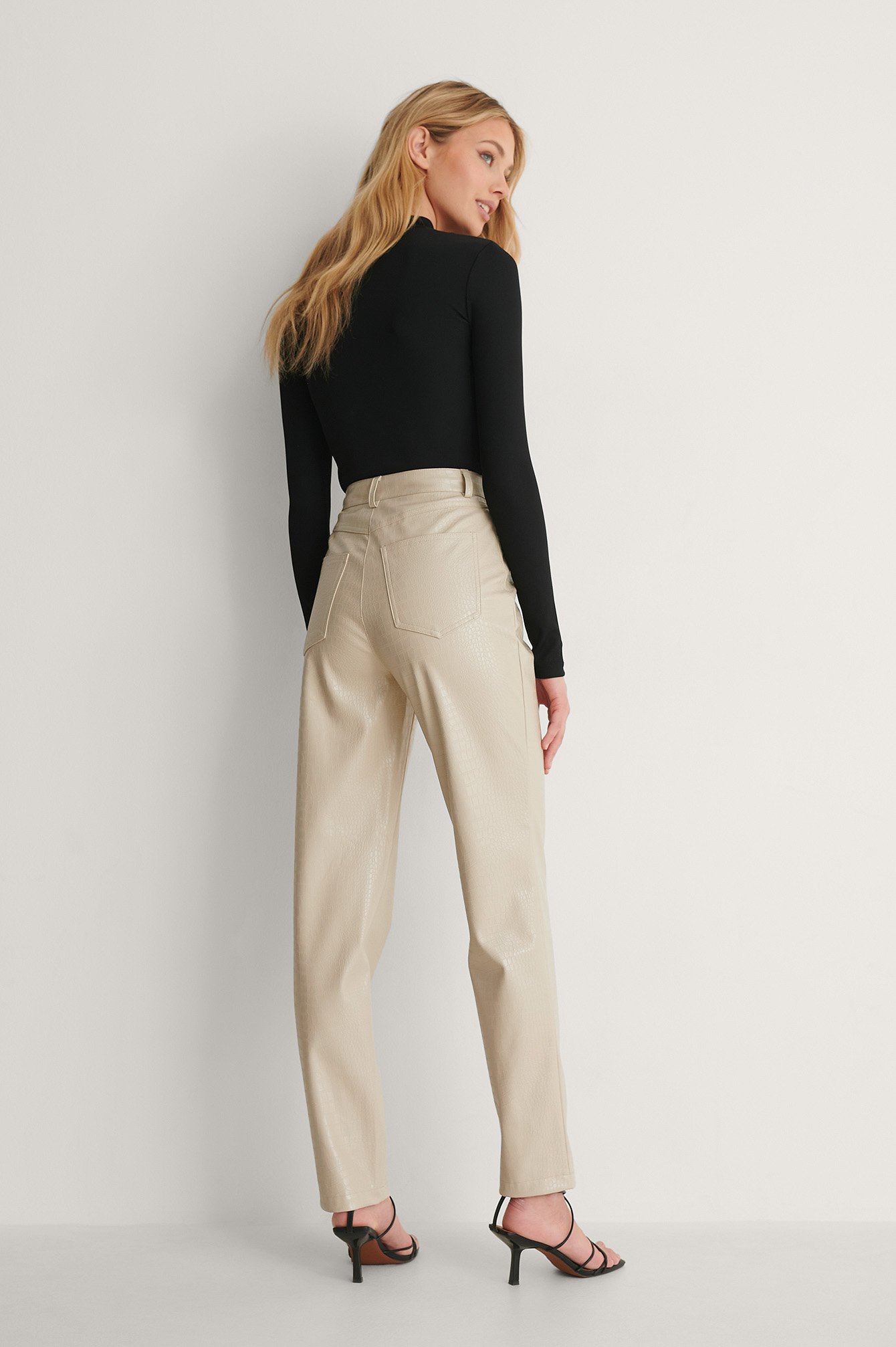 Textured Pu Pants Beige | na-kd.com